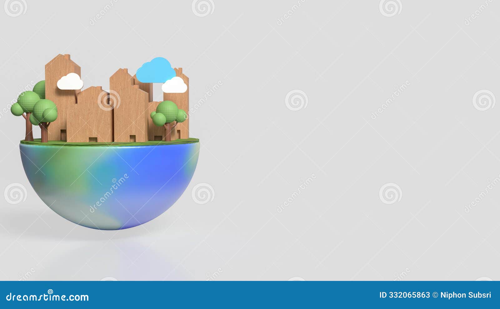 The House Building and Tree on Half Planet for Eco Concept 3d Rendering ...