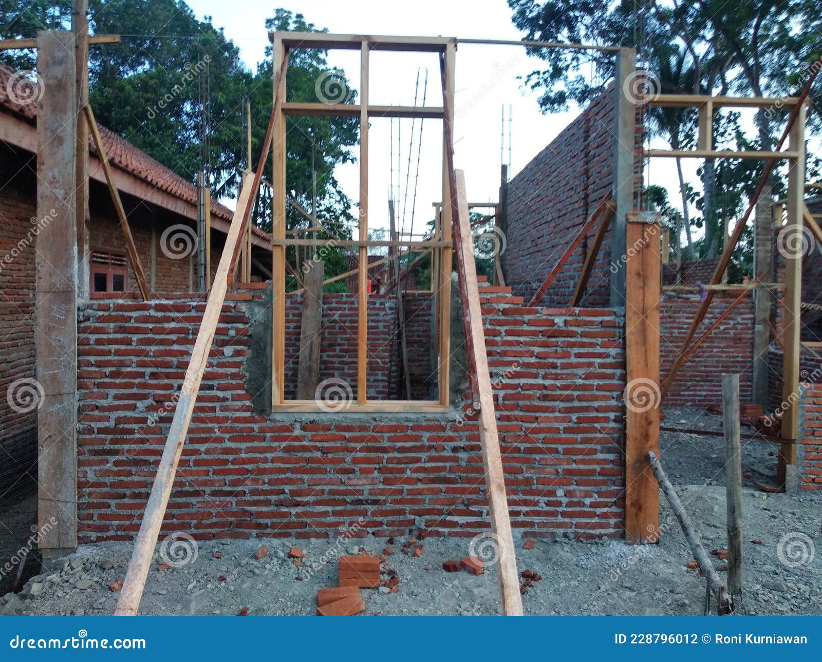 Brick House Foundation stock photo. Image of frame, background - 228796012