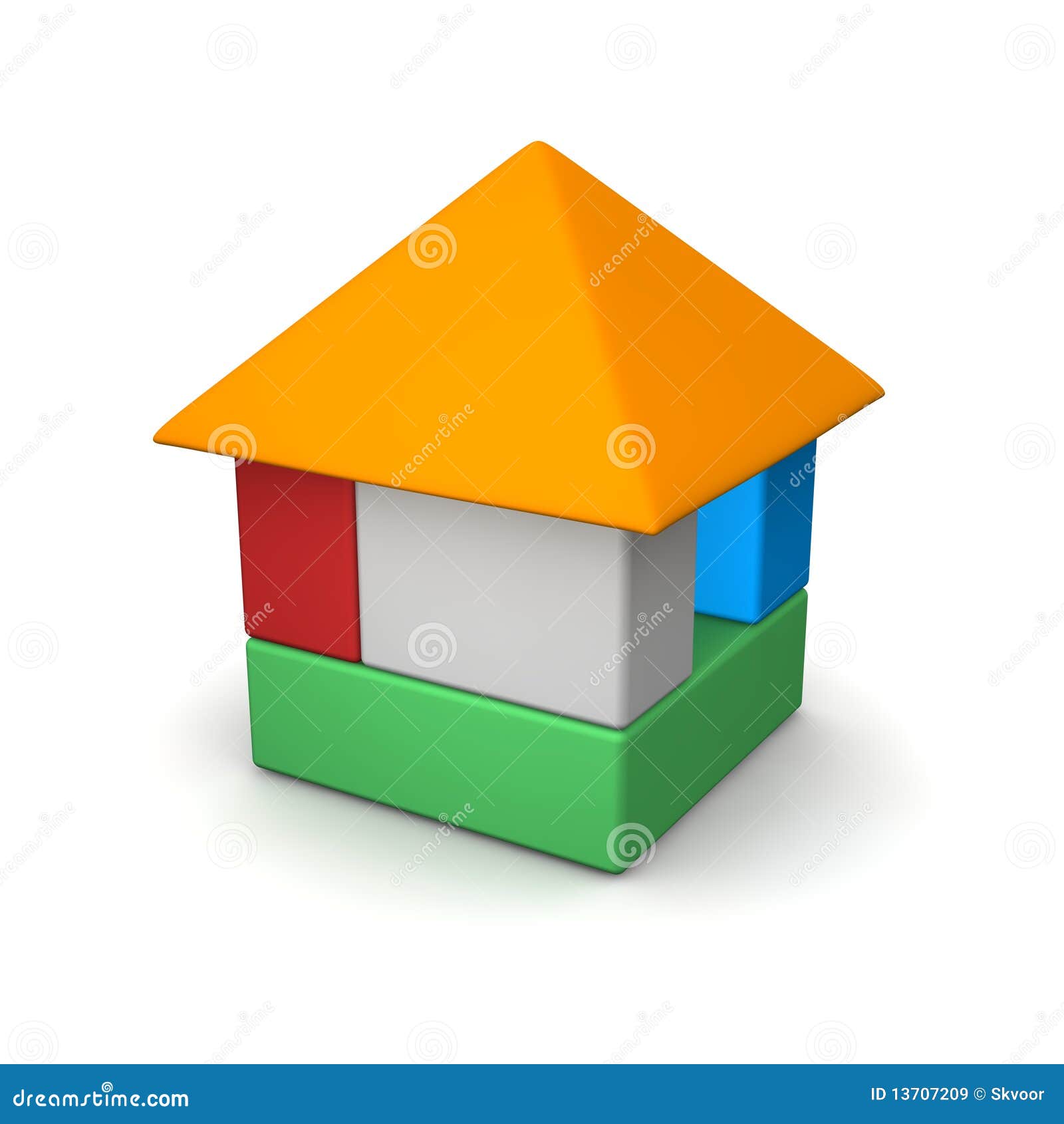 House Built of Color Blocks Stock Illustration - Illustration of symbol ...