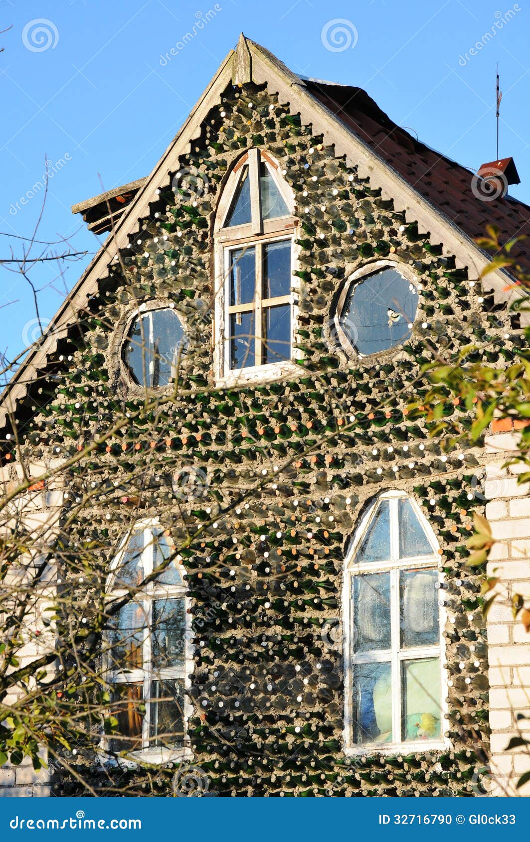House Built of Glass Bottles Stock Photo - Image of house, wine: 32716790