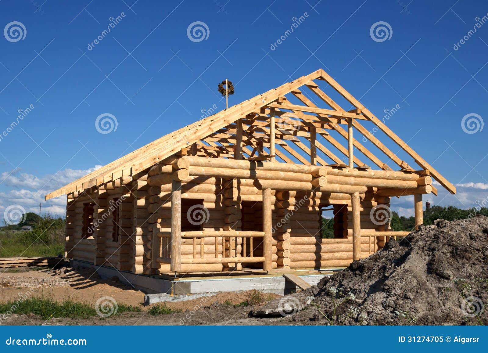 House built from logs stock image. Image of outdoors - 31274705