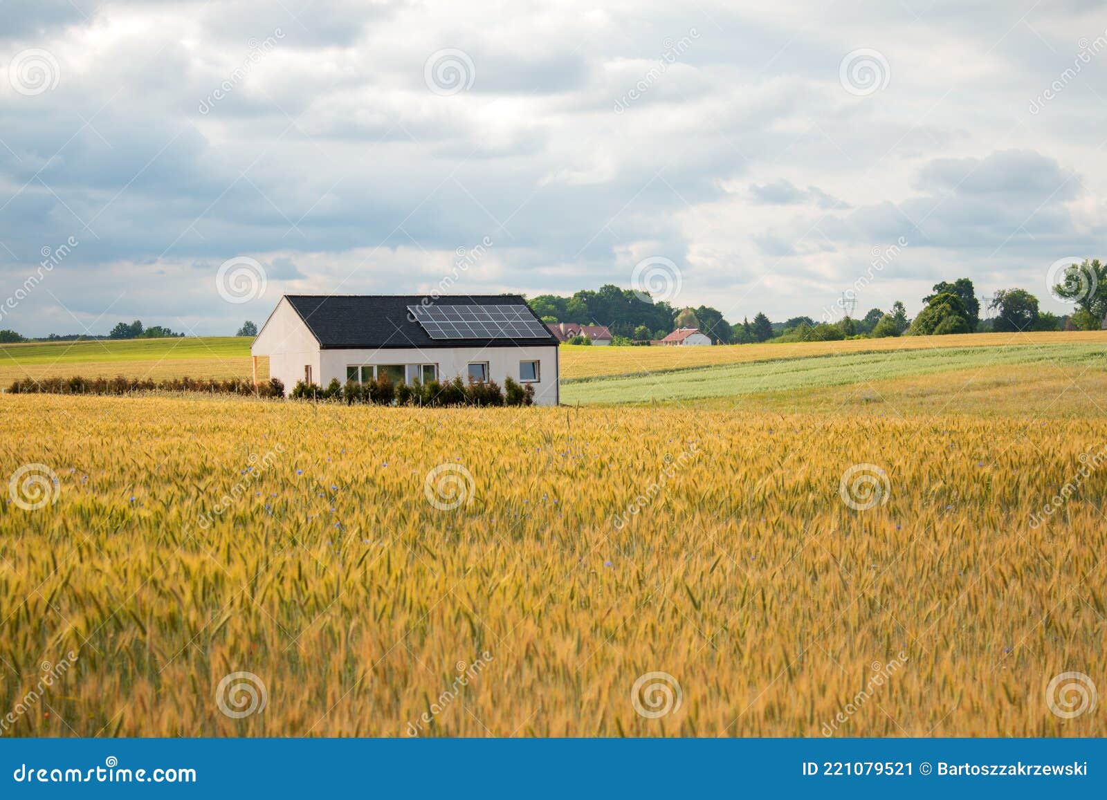 House Built in the Middle of the Field Stock Image - Image of country ...