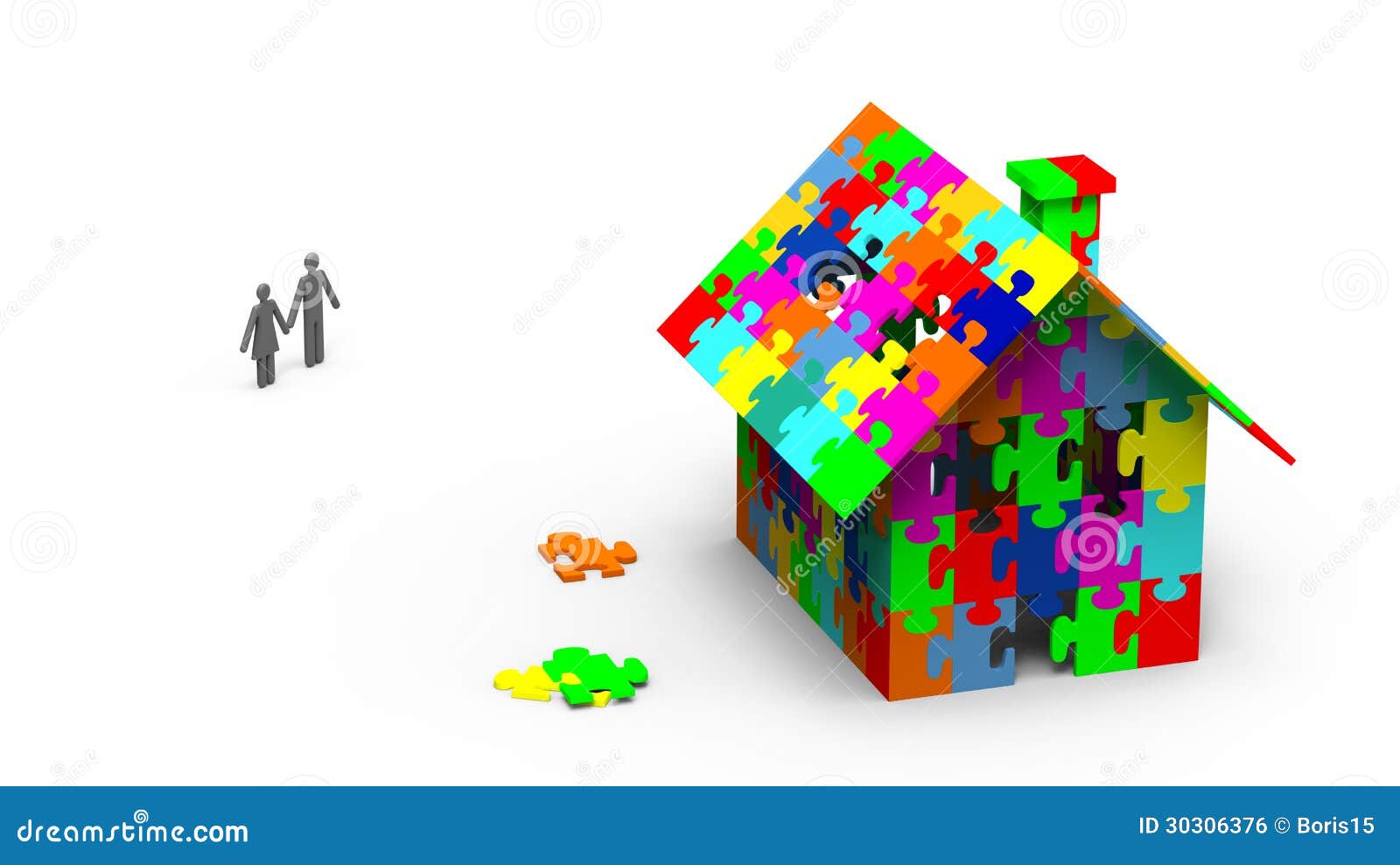 Jigsaw puzzle house stock illustration. Illustration of shelter - 30306376