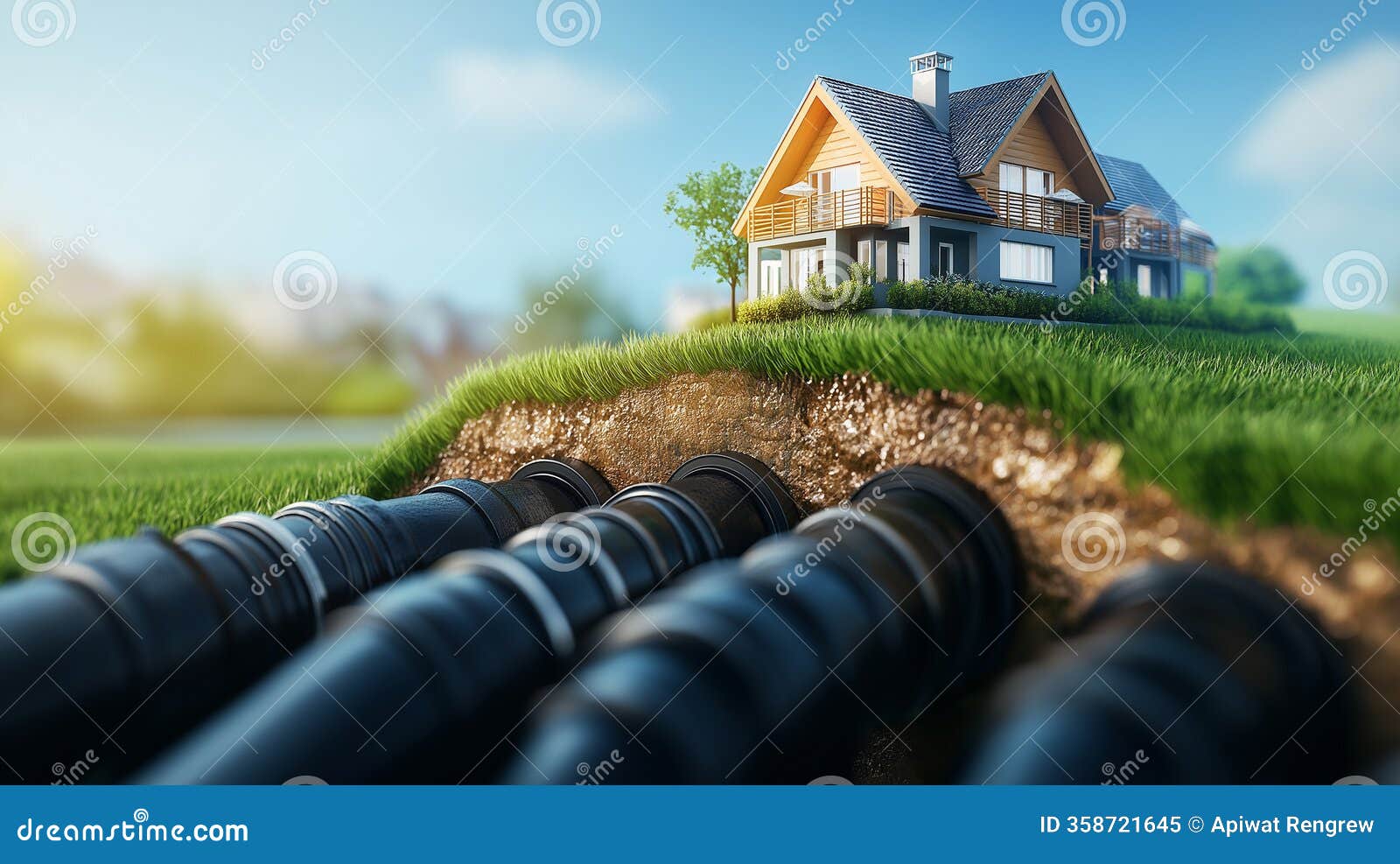 Underground Pipe Relining Process Shows Curing Resin With Bright Texture. Liner Inside Pipe ...