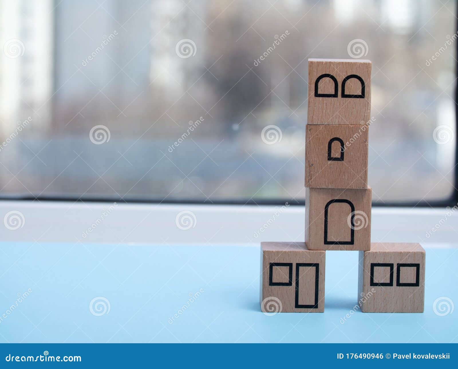 House Built of Wooden Cubes. Concept Words on Wooden Blocks Stock Photo ...