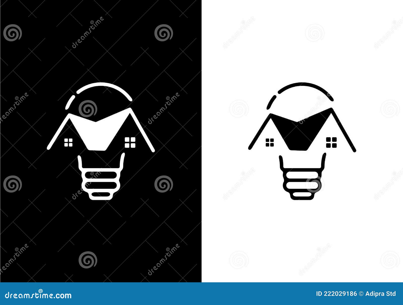 House in Bulb Lamp Line Art Illustration Stock Vector - Illustration of ...