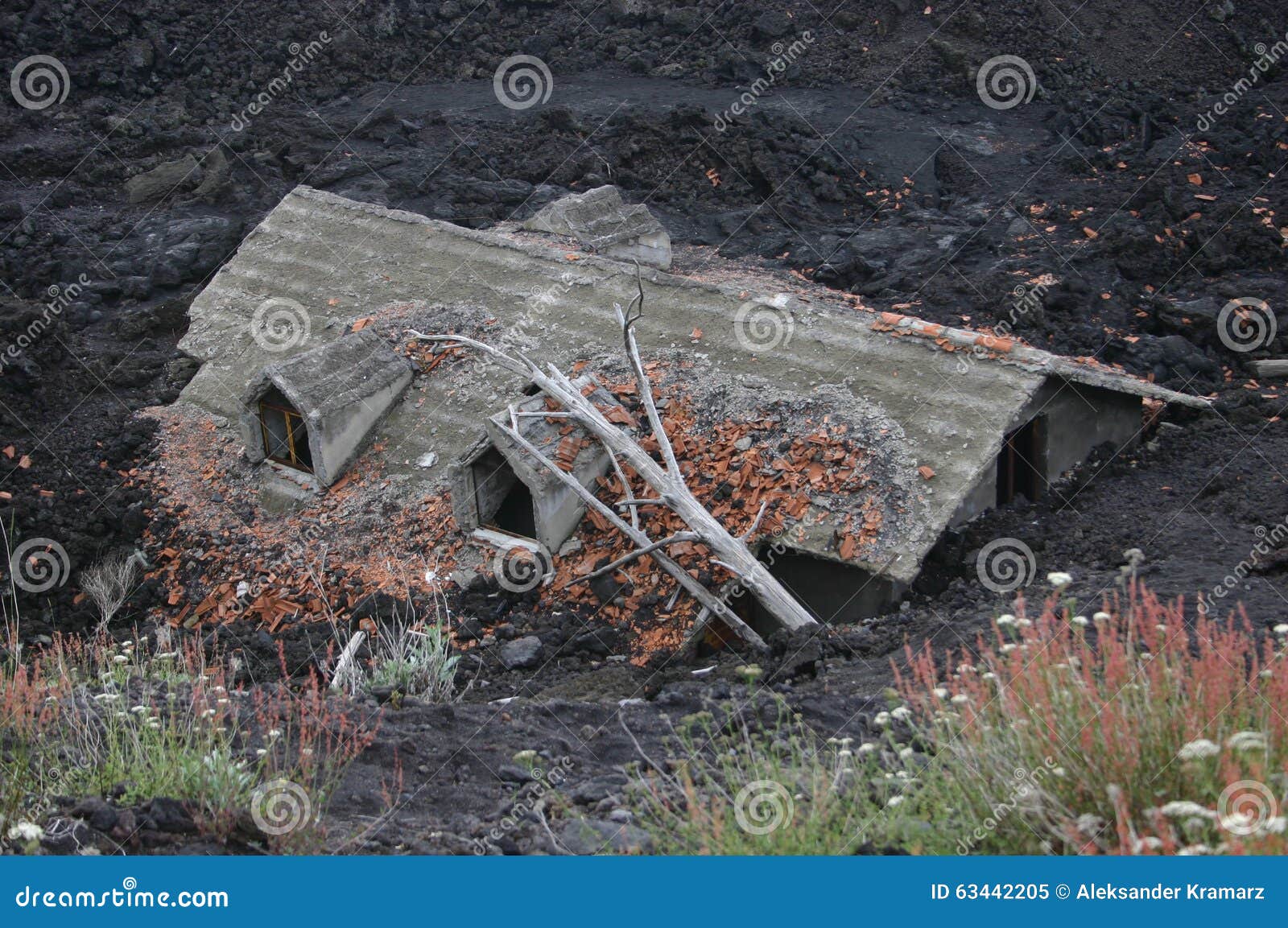 House buried by lava stock image. Image of life, lava - 63442205