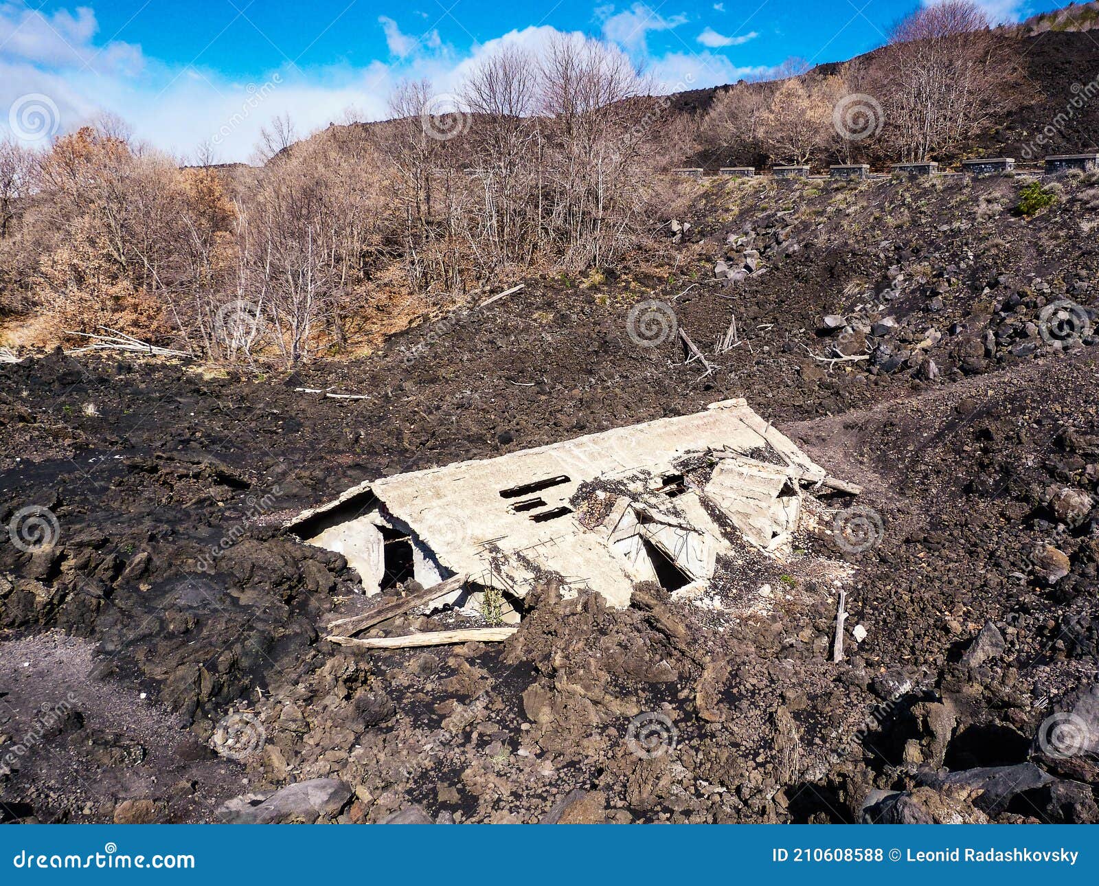 A House Buried Under the Lava Flow of Etna Vulcano Stock Photo - Image ...