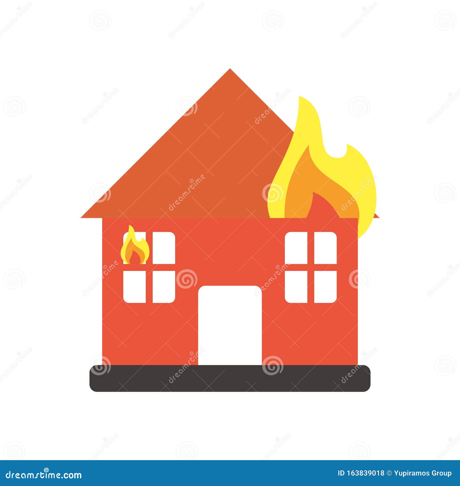 House Burning with Fire Flames Flat Style Icon Stock Vector ...