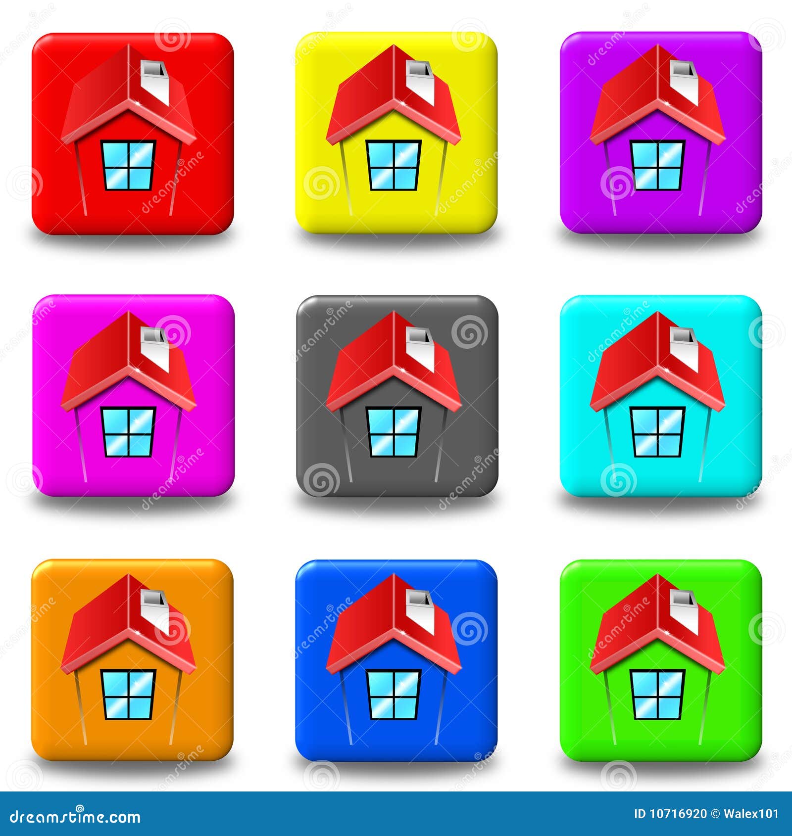 House button set square stock illustration. Illustration of green ...