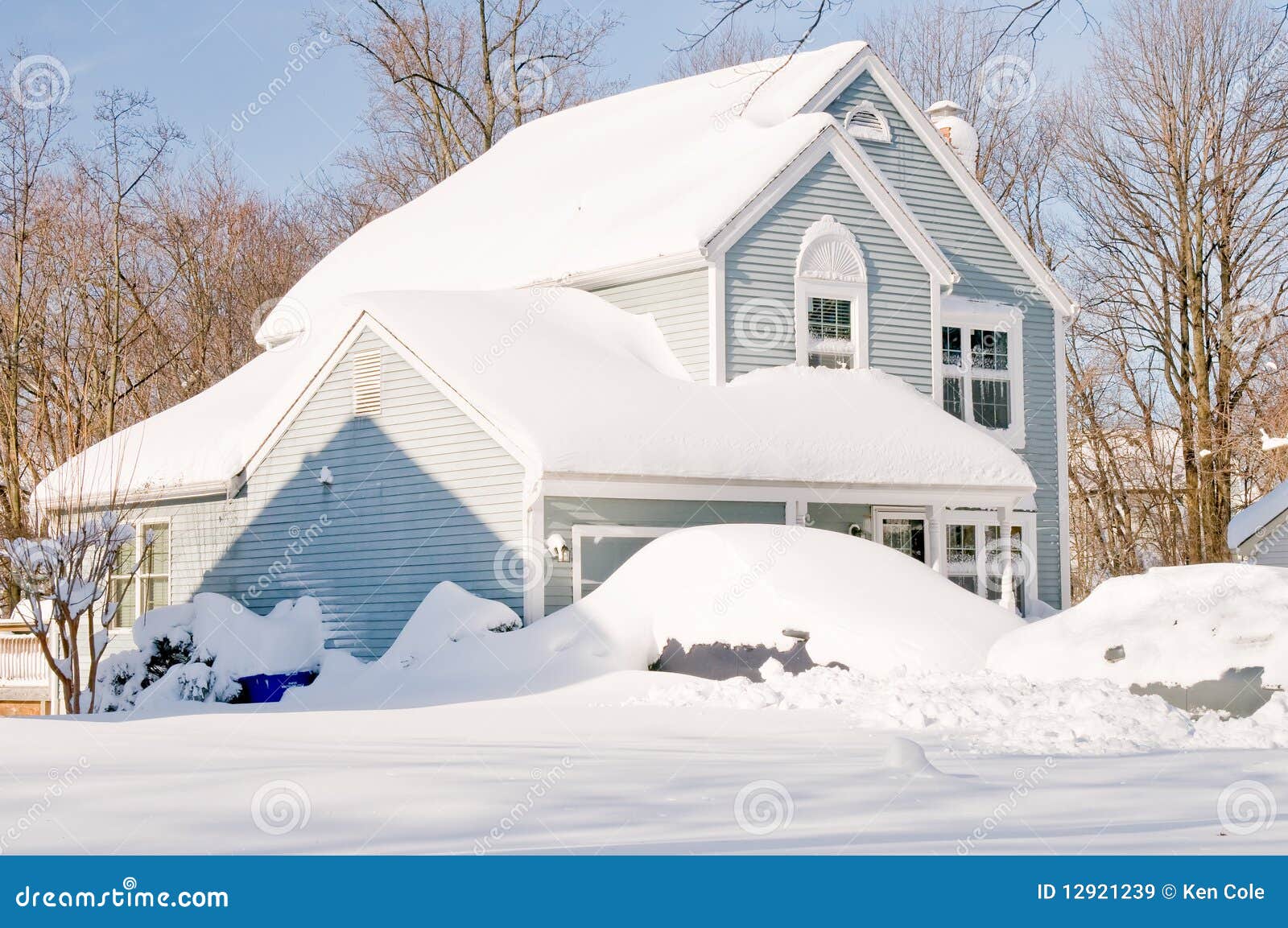House and Cars after Snowstorm Stock Image - Image of covered, garage ...