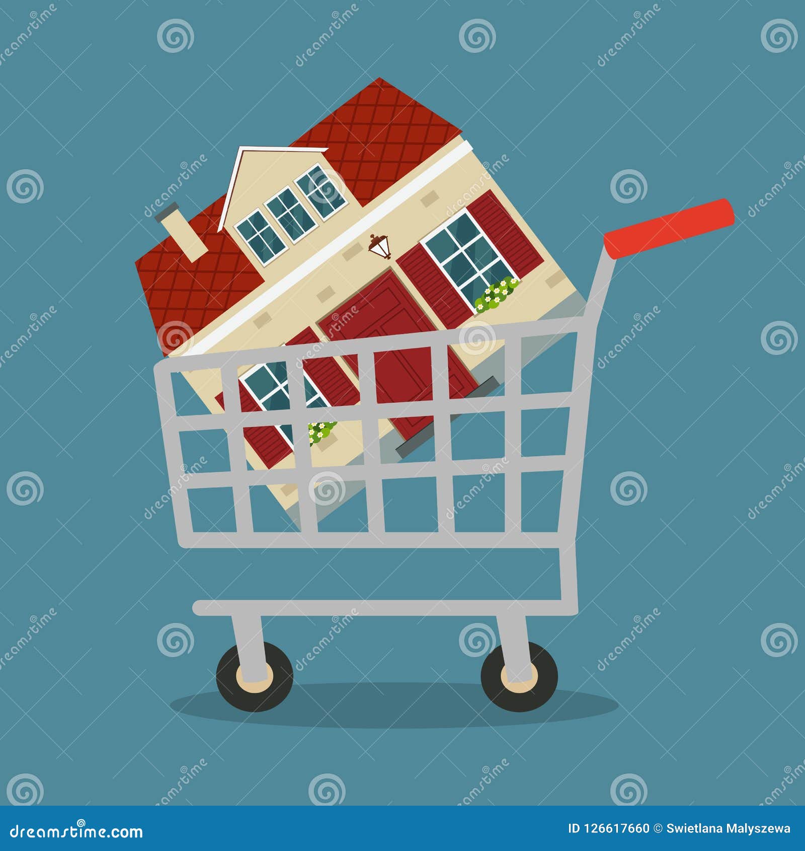 House in a cart. stock illustration. Illustration of realistic - 126617660
