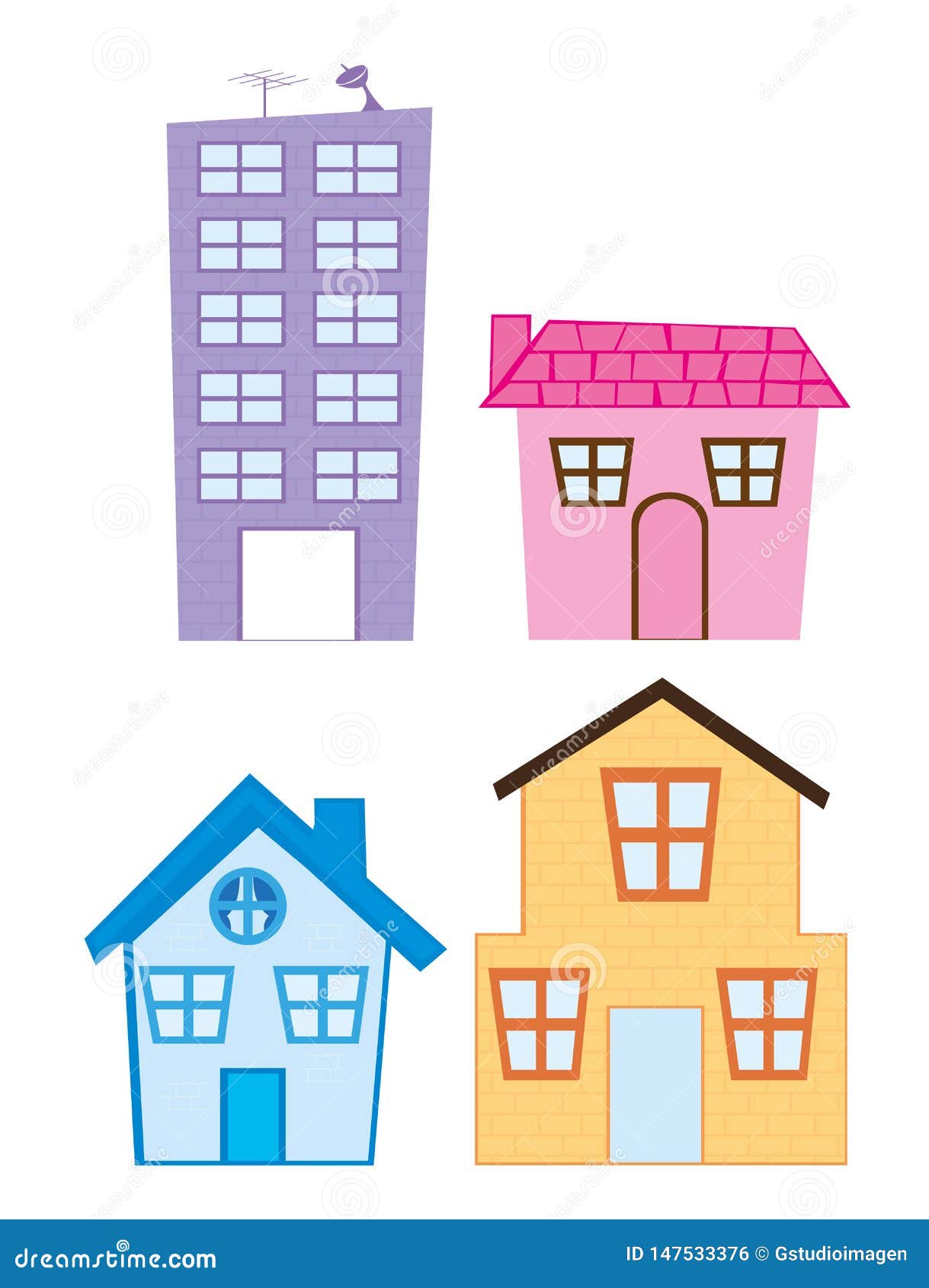 House Cartoon Isolated Over White Background Vector Stock Illustration ...
