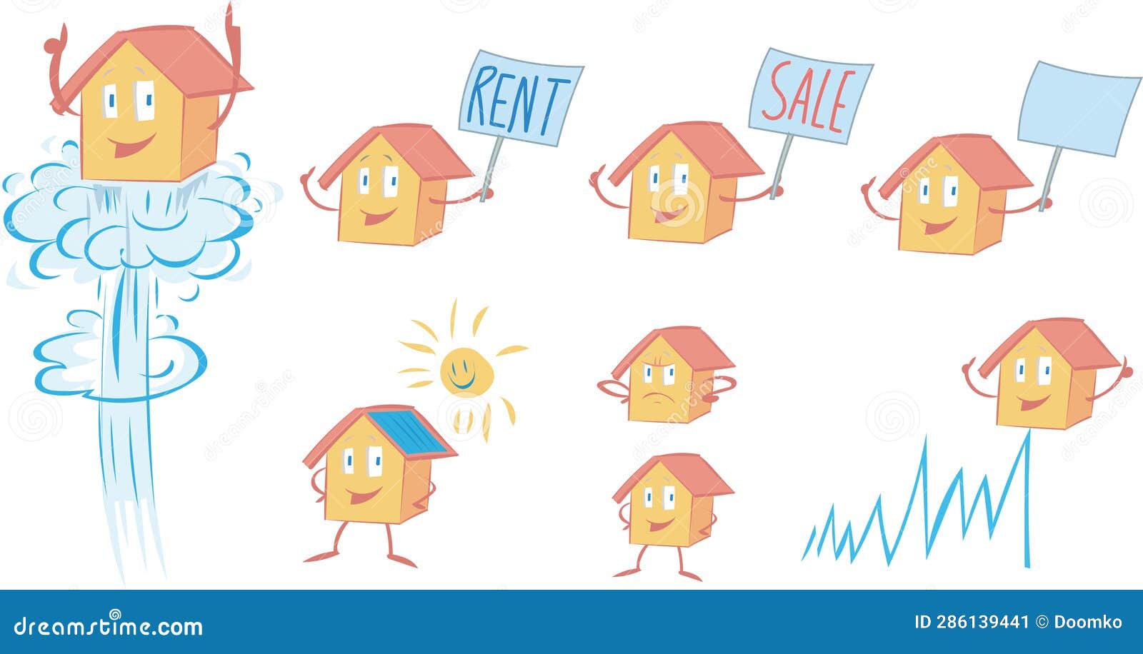 House cartoon mascot set. stock vector. Illustration of structure ...