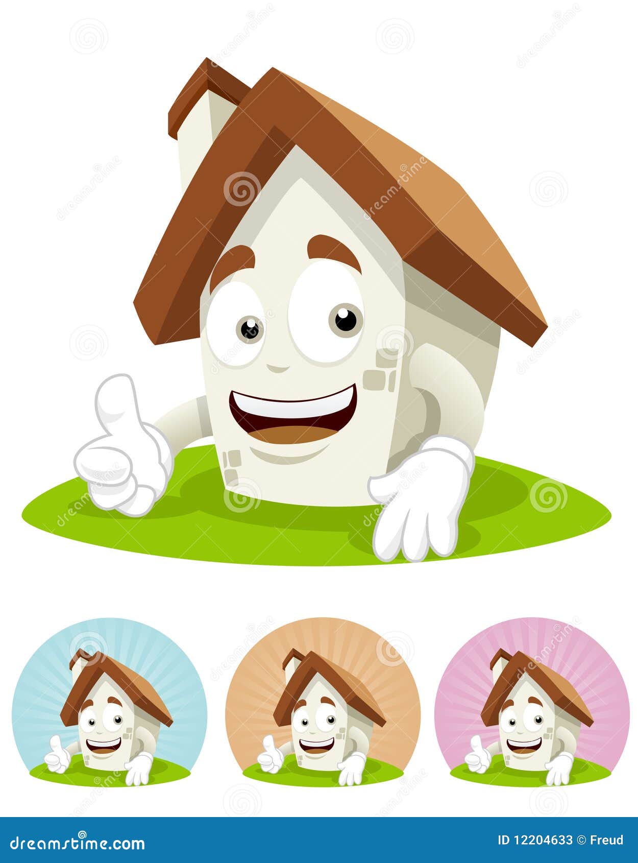 House Cartoon Mascot - Thumb Up Stock Illustration - Illustration of ...