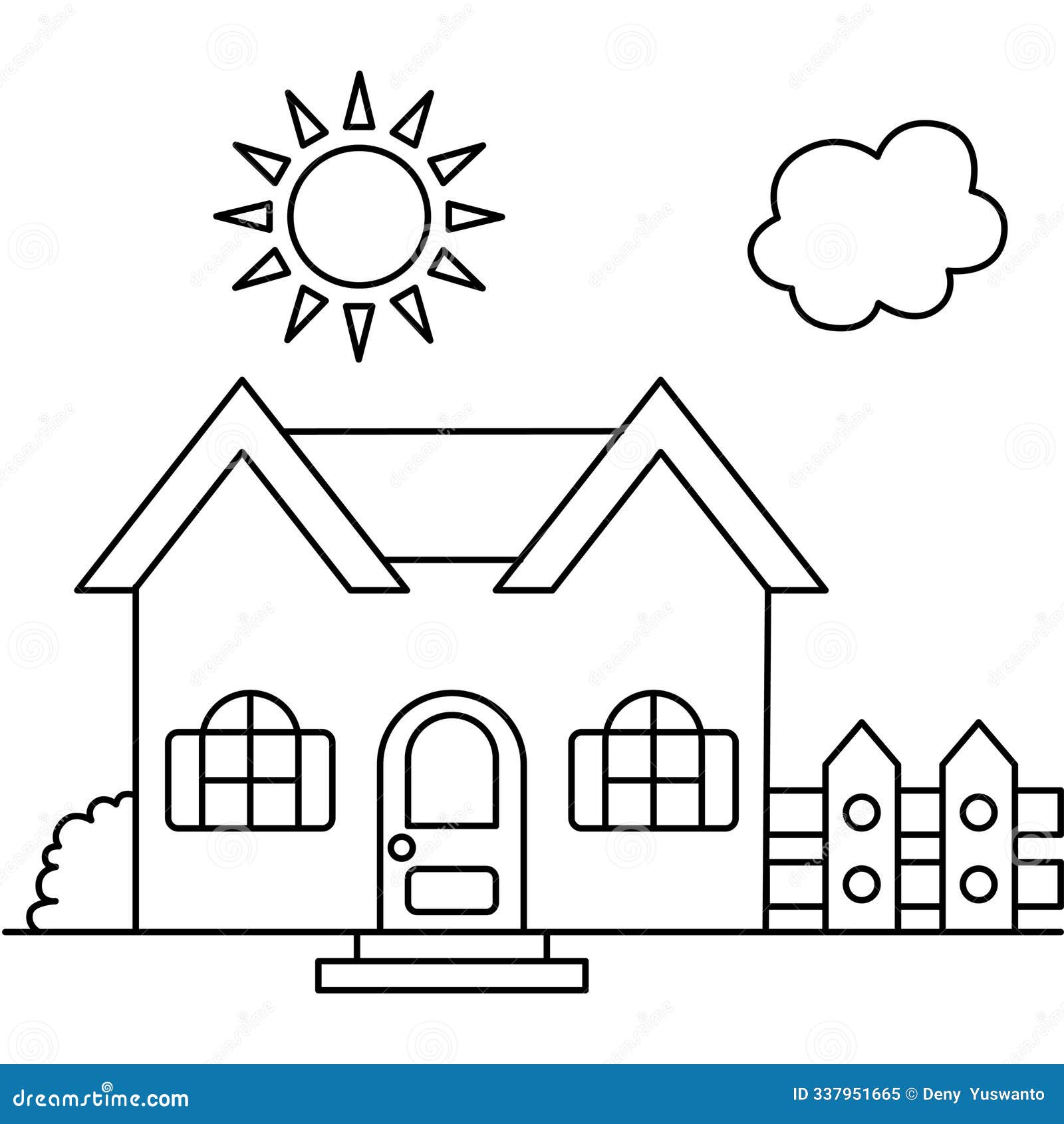 House Cartoon Coloring Page Illustration Vector. for Kids Coloring Boo ...