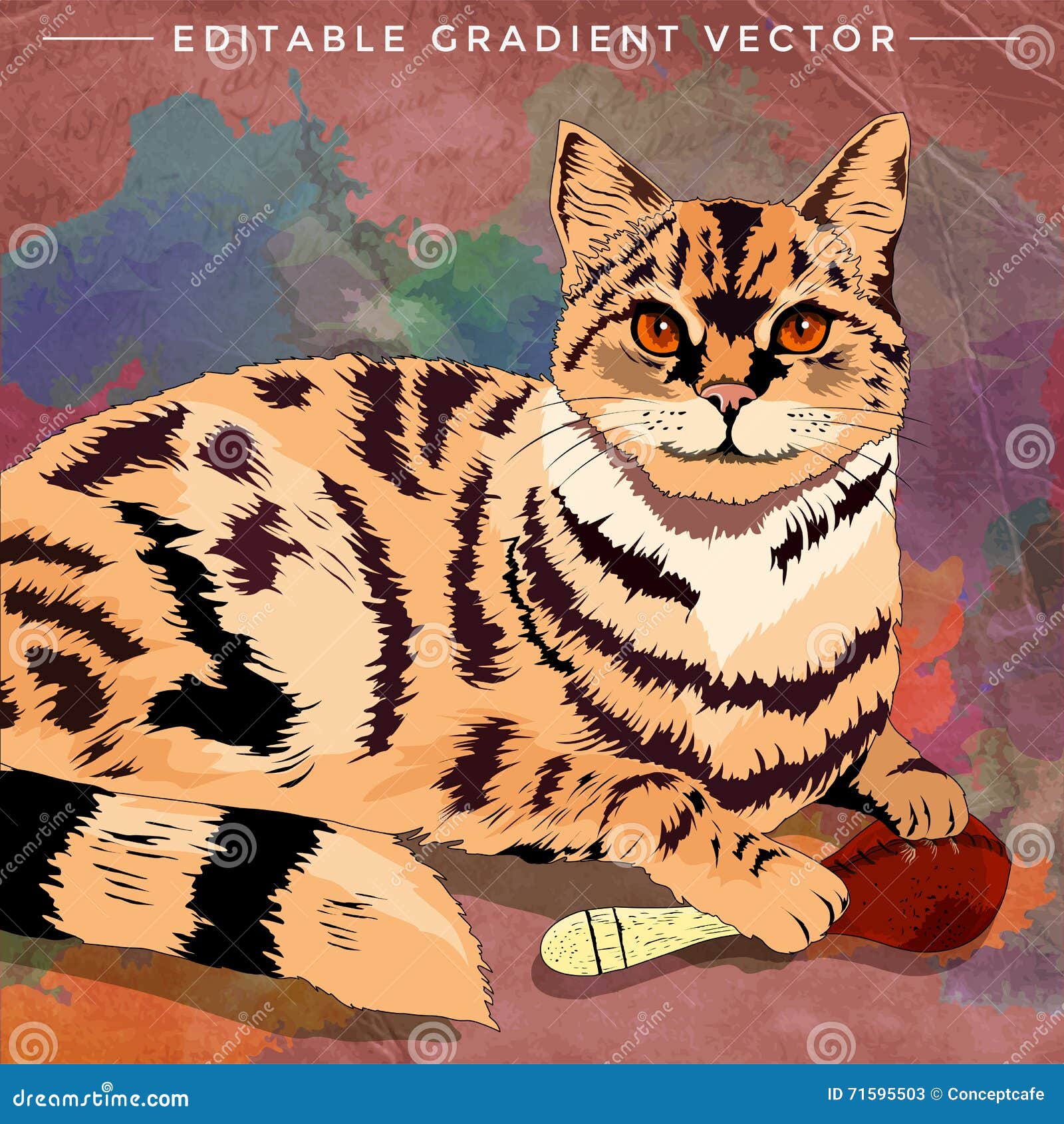 House Cat Illustration stock vector. Illustration of ball - 71595503