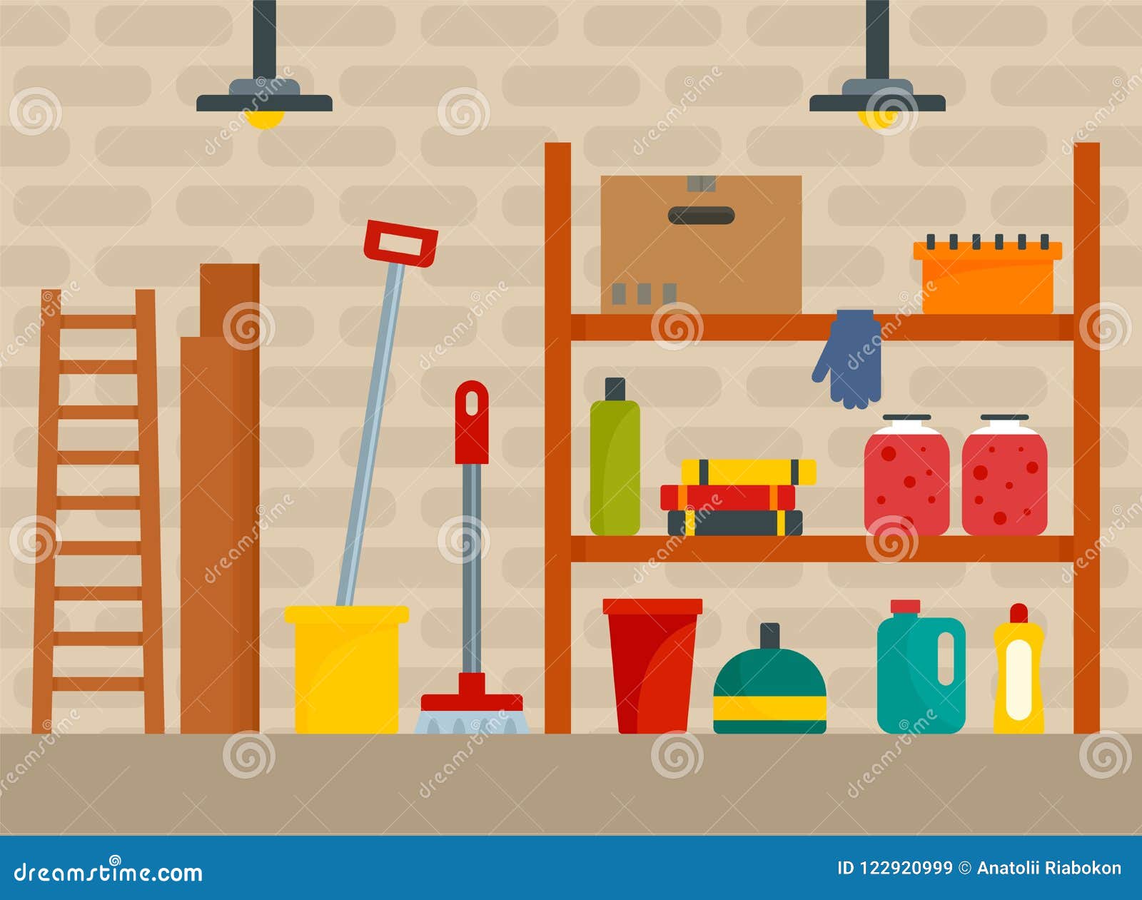 House Cellar Background, Flat Style Stock Vector - Illustration of ...