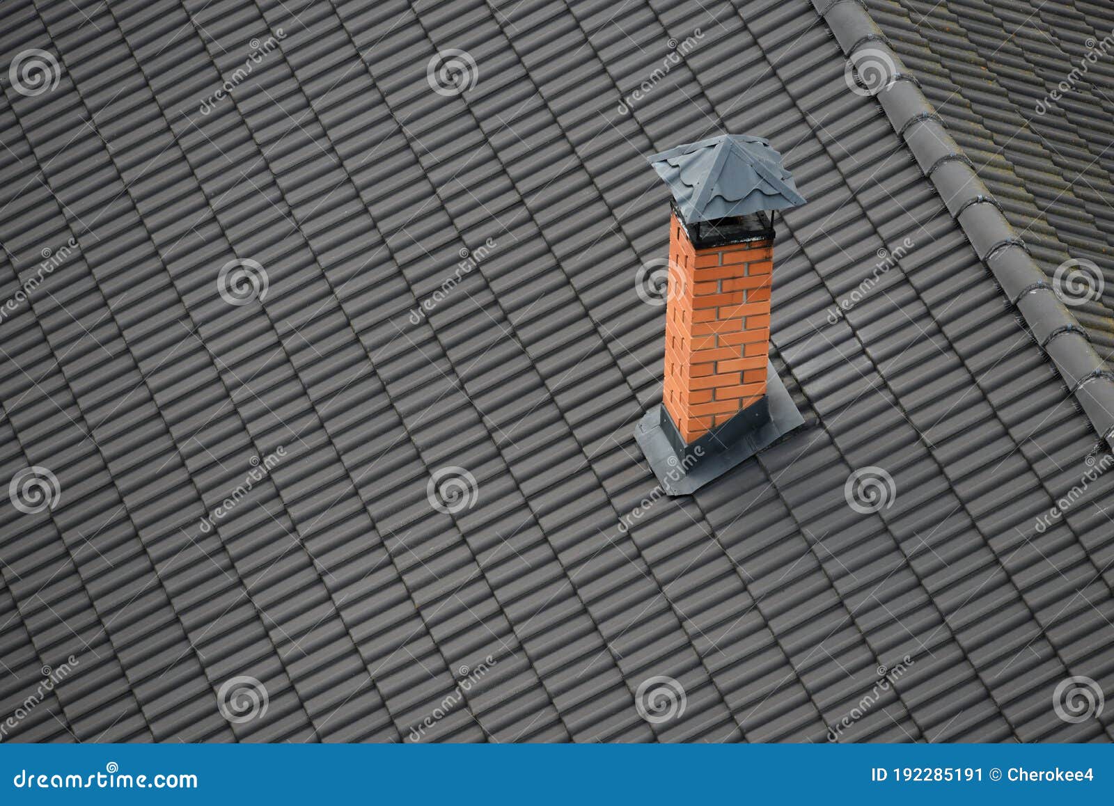 House with a Ceramic or Polymer Sand Tile Roof. Brick Chimney Pipe ...