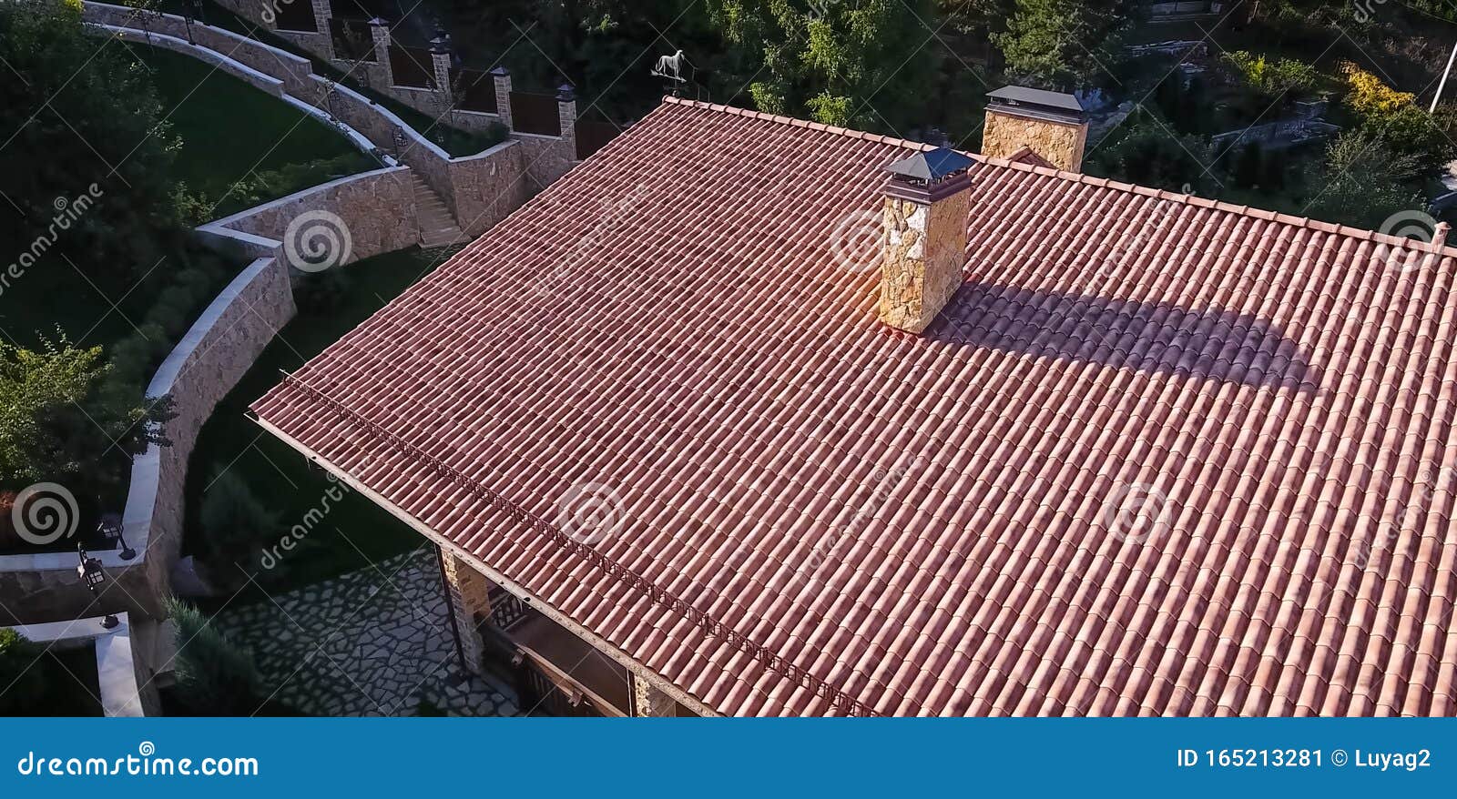 House with Ceramic Tile Roof. Cement-sand Roof Tiles Stock Image ...