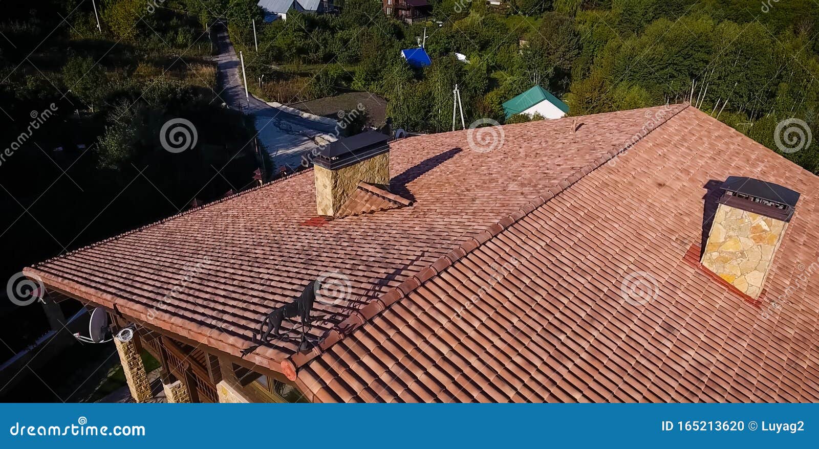House with Ceramic Tile Roof. Cement-sand Roof Tiles Stock Photo ...