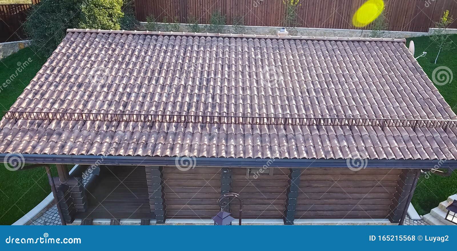 House with Ceramic Tile Roof. Cement-sand Roof Tiles Stock Photo ...