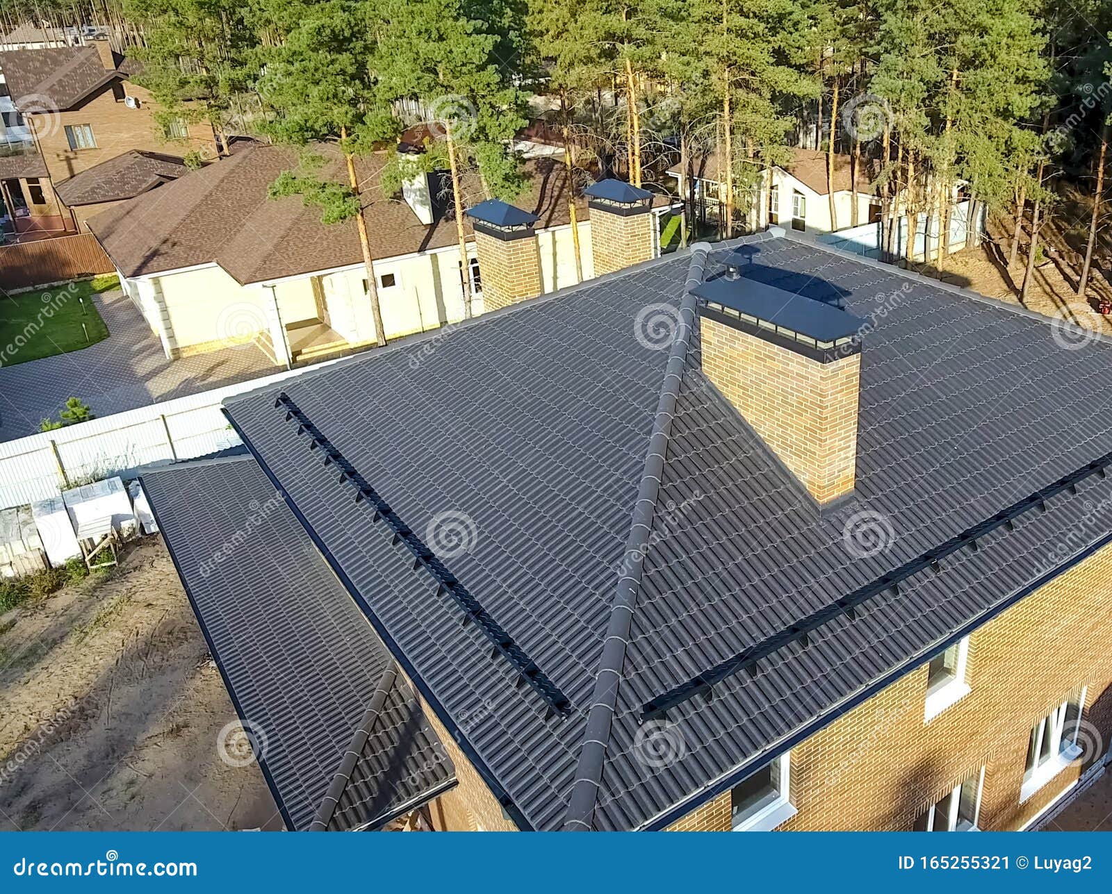 House with Ceramic Tile Roof. Cement-sand Roof Tiles Stock Image ...