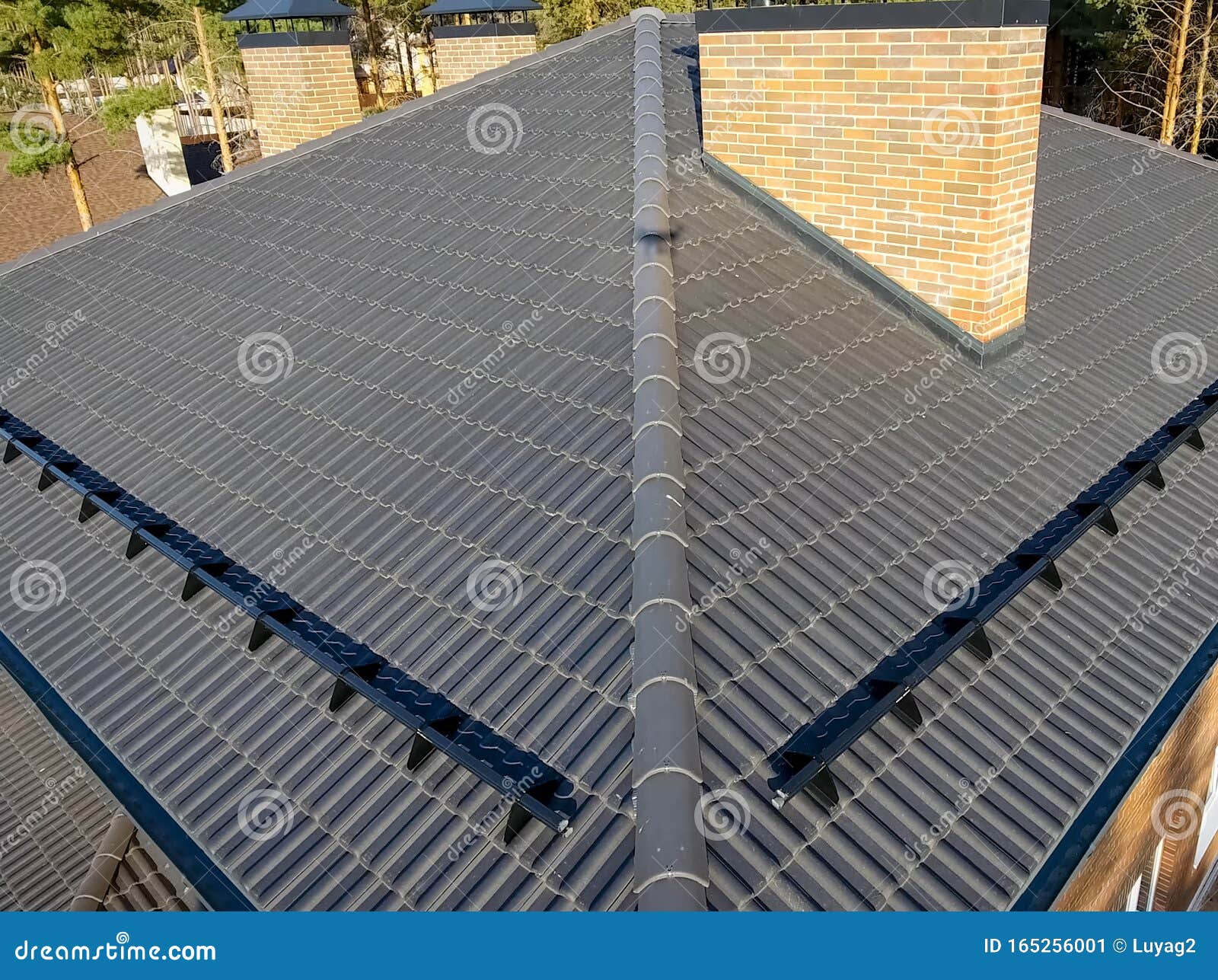 House with Ceramic Tile Roof. Cement-sand Roof Tiles Stock Image ...