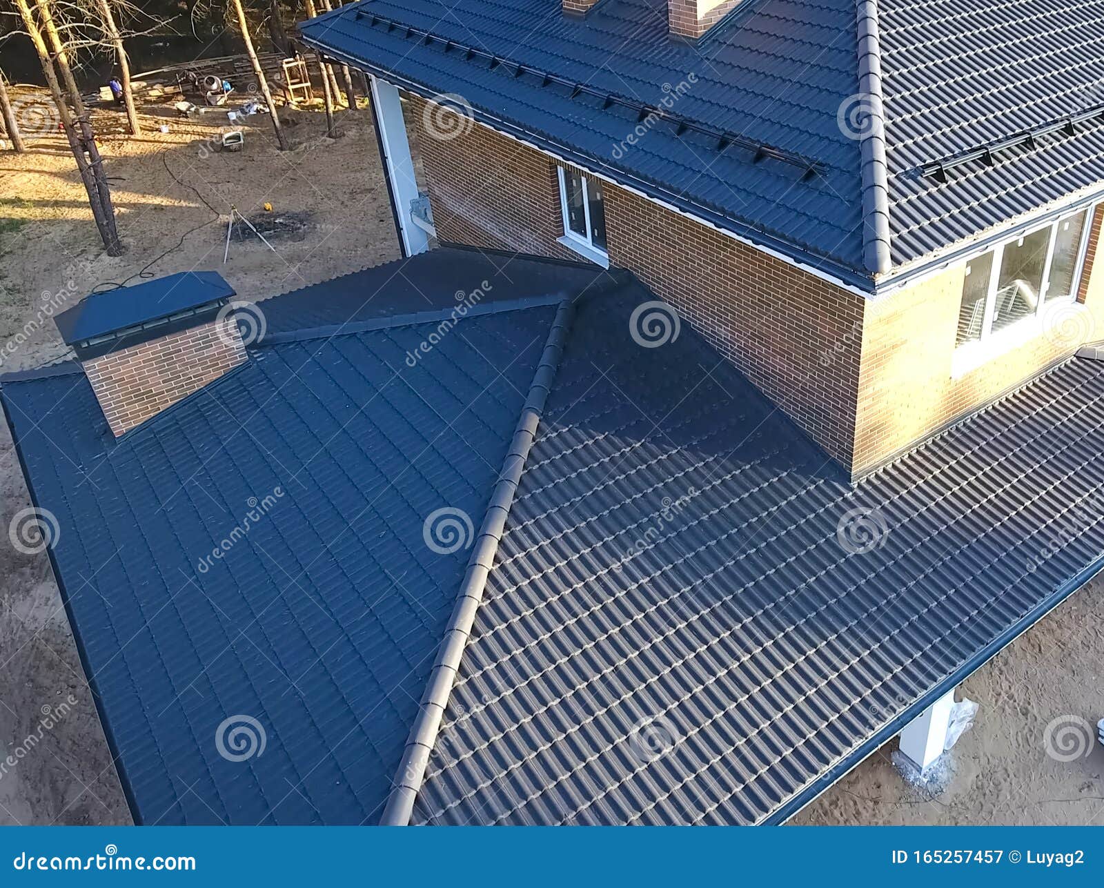 House with Ceramic Tile Roof. Cement-sand Roof Tiles Stock Image ...