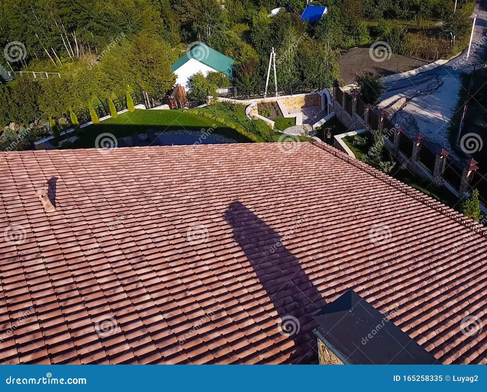 House with Ceramic Tile Roof. Cement-sand Roof Tiles Stock Image ...