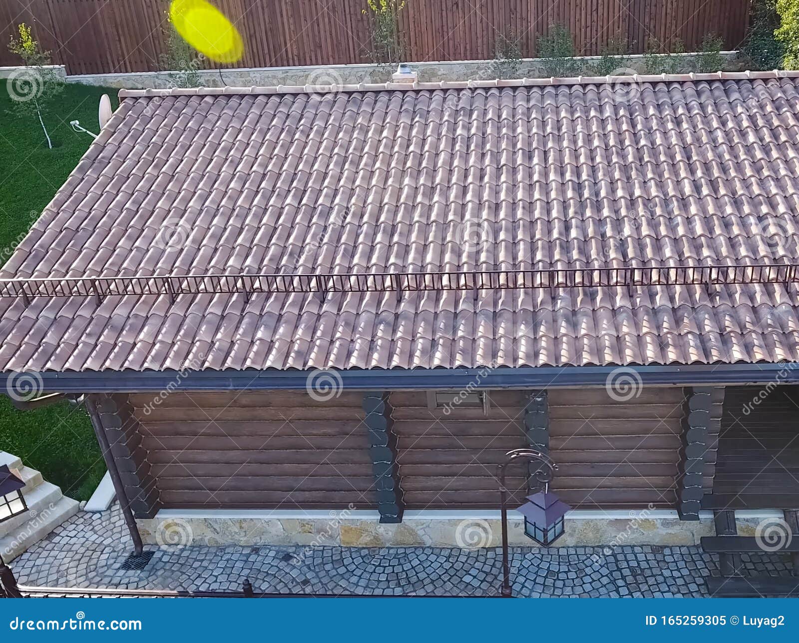 House with Ceramic Tile Roof. Cement-sand Roof Tiles Stock Image ...