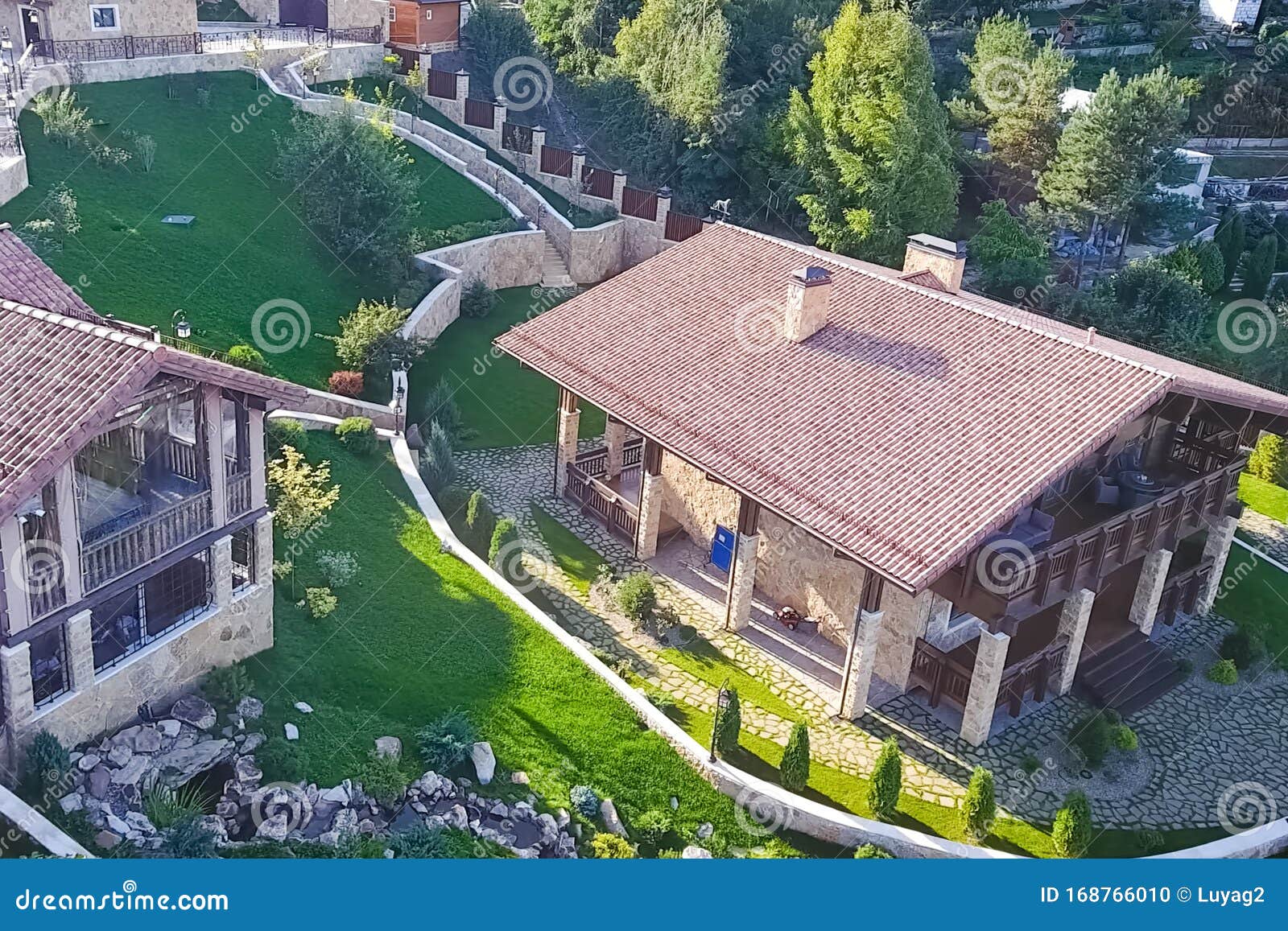 House with Ceramic Tile Roof. Cement-sand Roof Tiles Stock Photo ...
