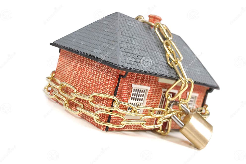 House in chains stock image. Image of house, security - 18125725