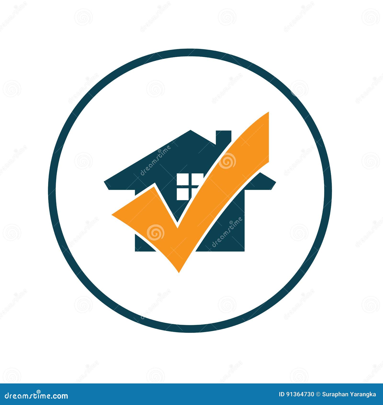 House With Check Mark Icon. Accept House Outline Symbol. Vector ...