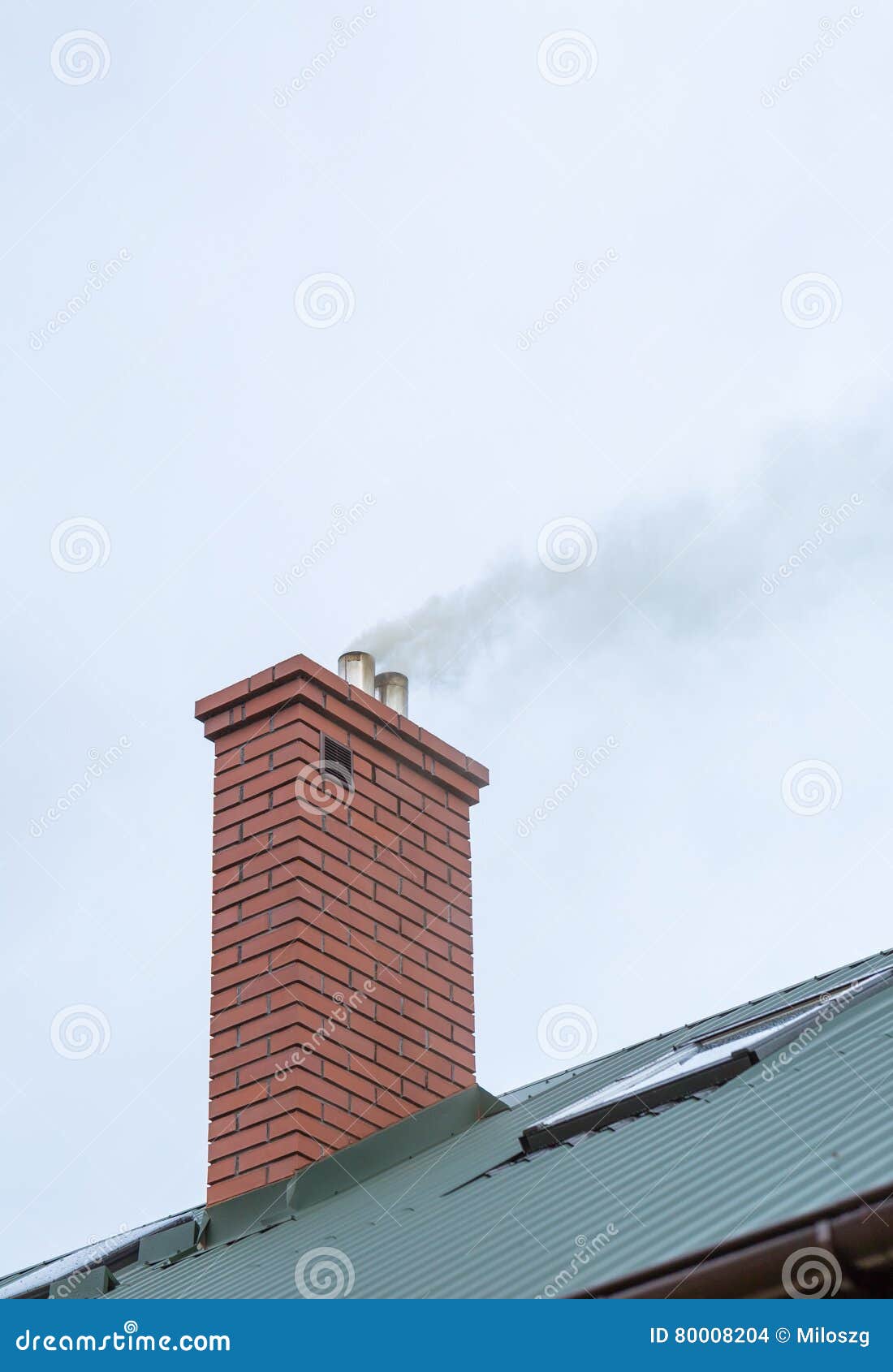 House Chimney with Flying Smoke Stock Photo - Image of warm, pipe: 80008204
