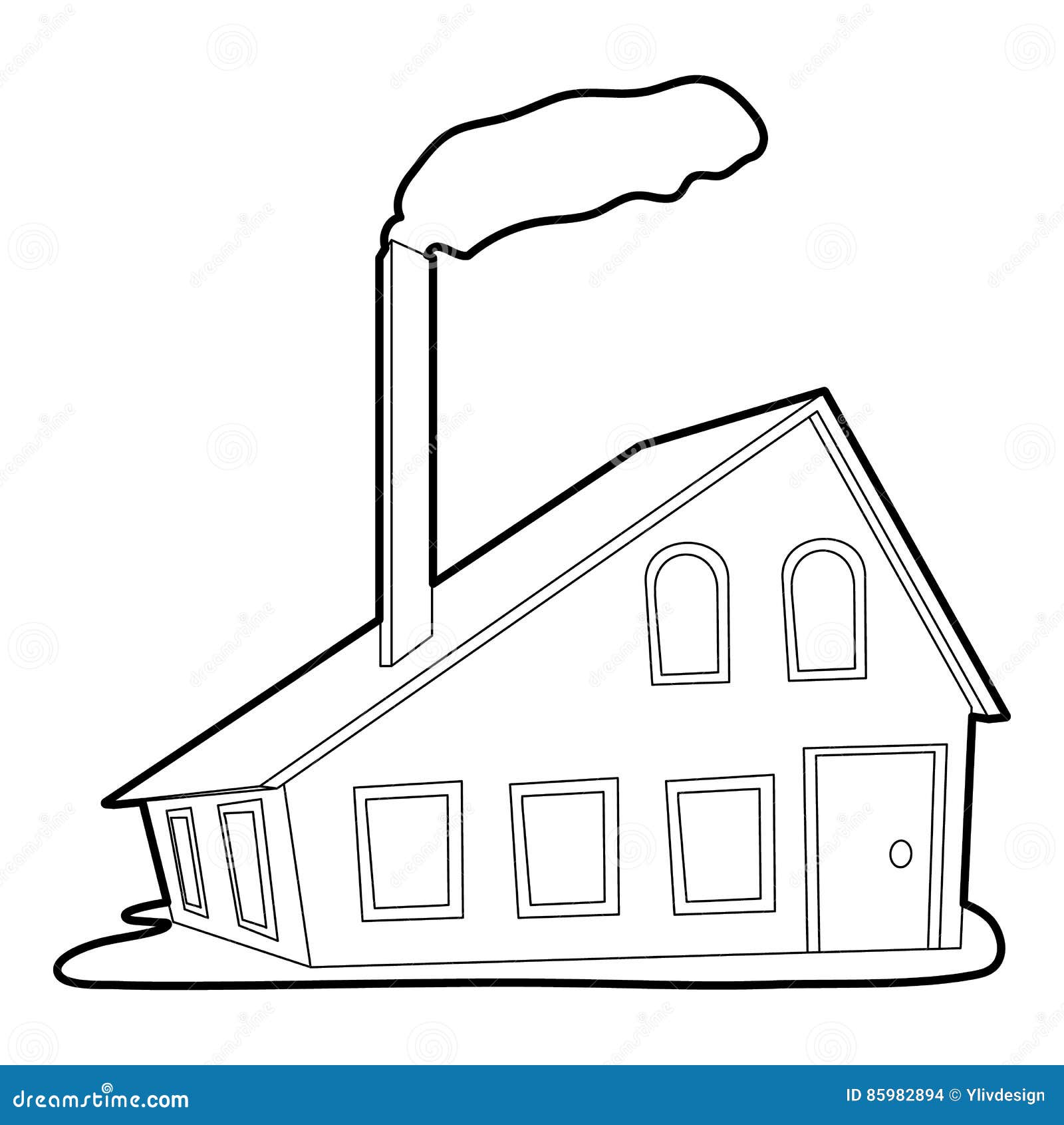House with Chimney Icon, Outline Style Stock Vector - Illustration of ...