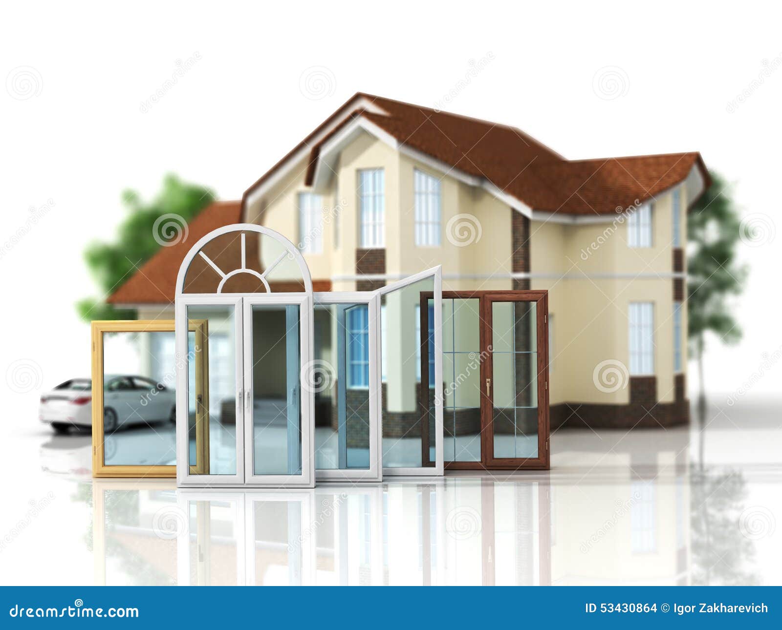 House with a Choice of Windows. Stock Photo - Image of choice, material ...
