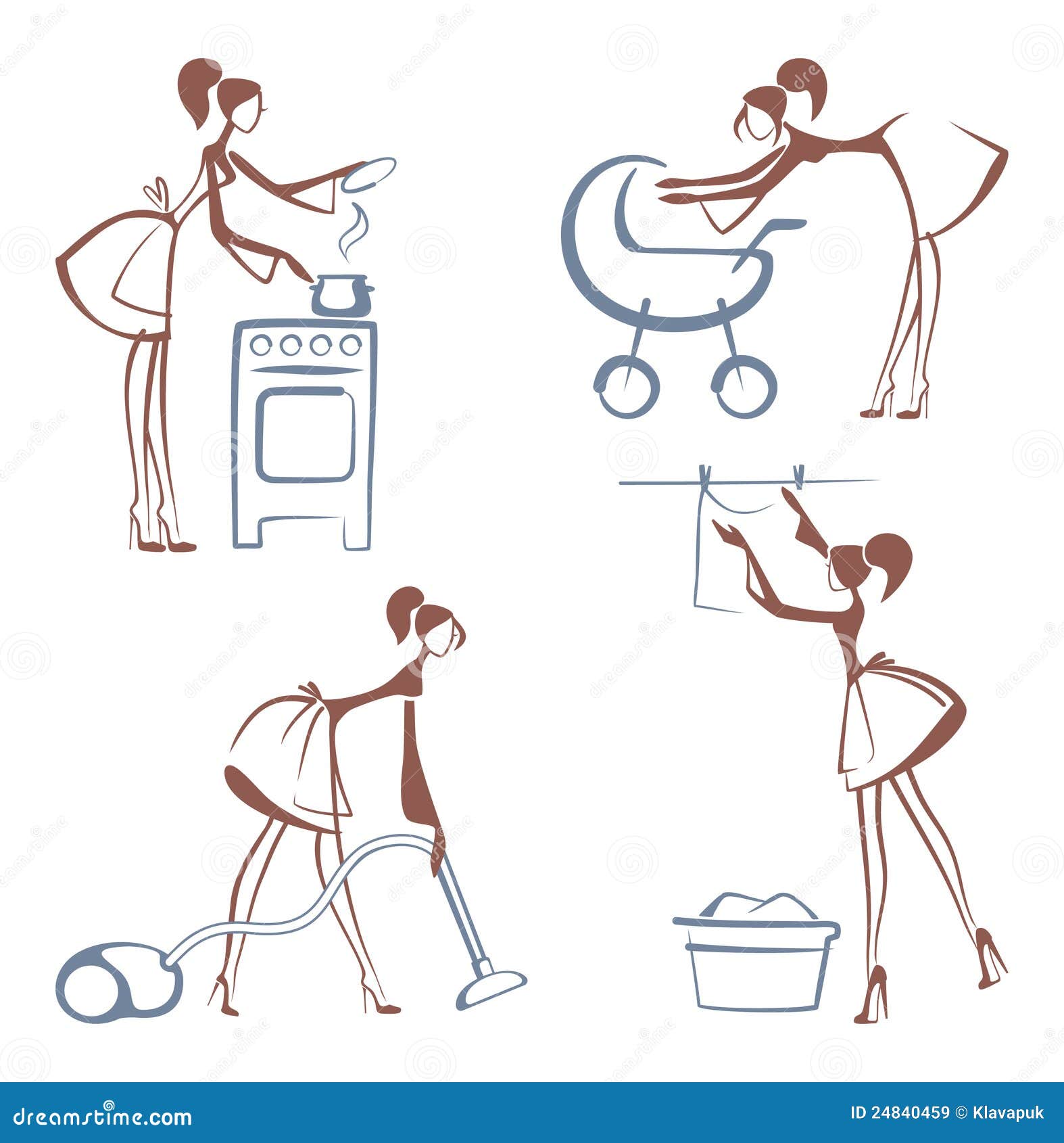 House Chores symbols stock vector. Illustration of kitchen - 24840459