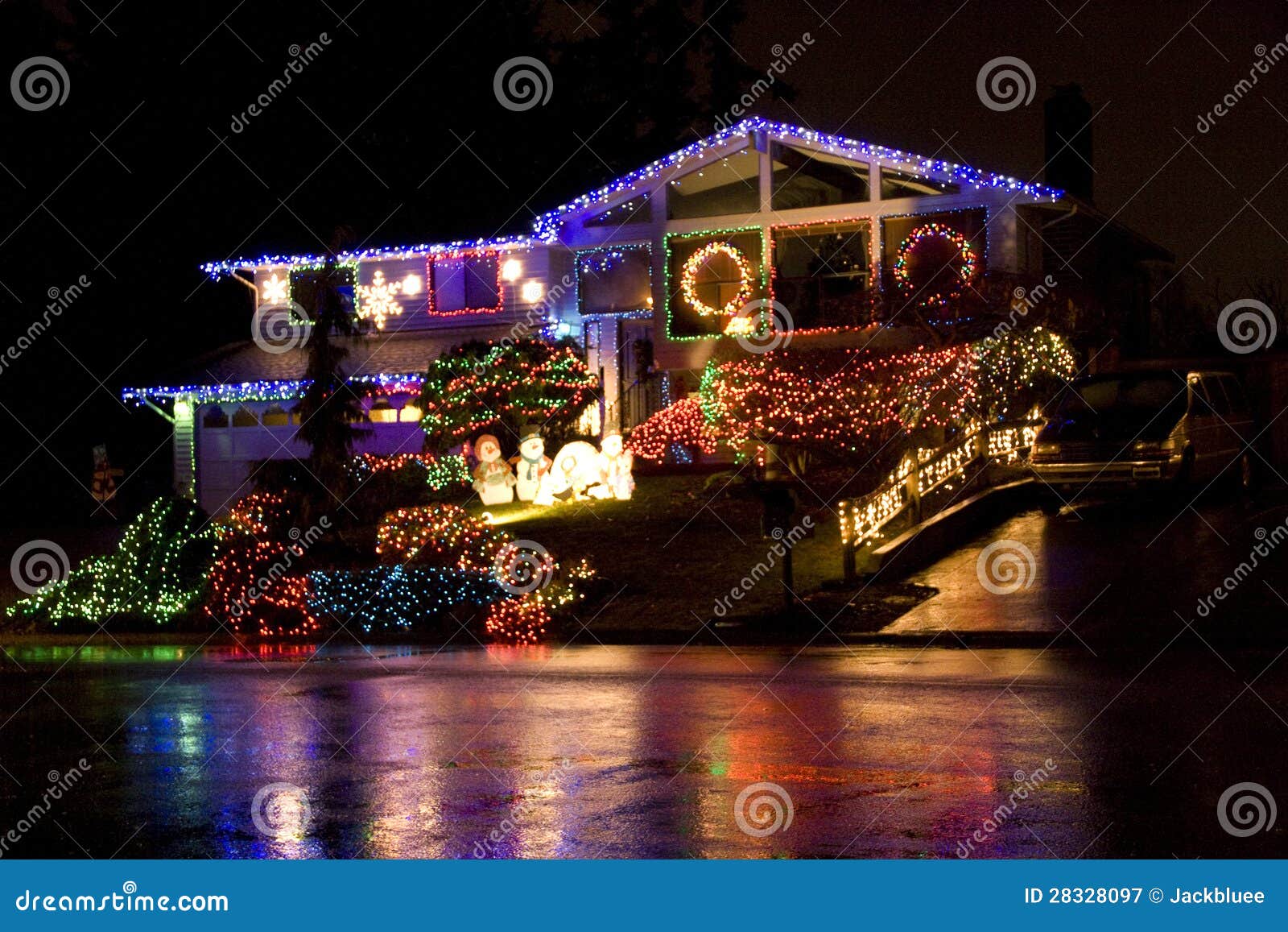 House with Christmas Lights Stock Image - Image of tall, dream: 28328097