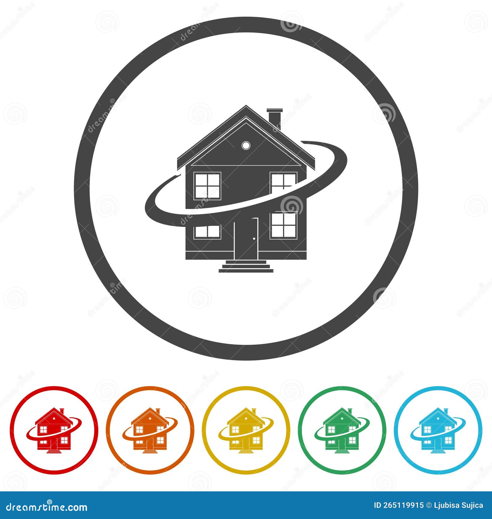 House Circle Logo. Set Icons in Color Circle Buttons Stock Vector ...