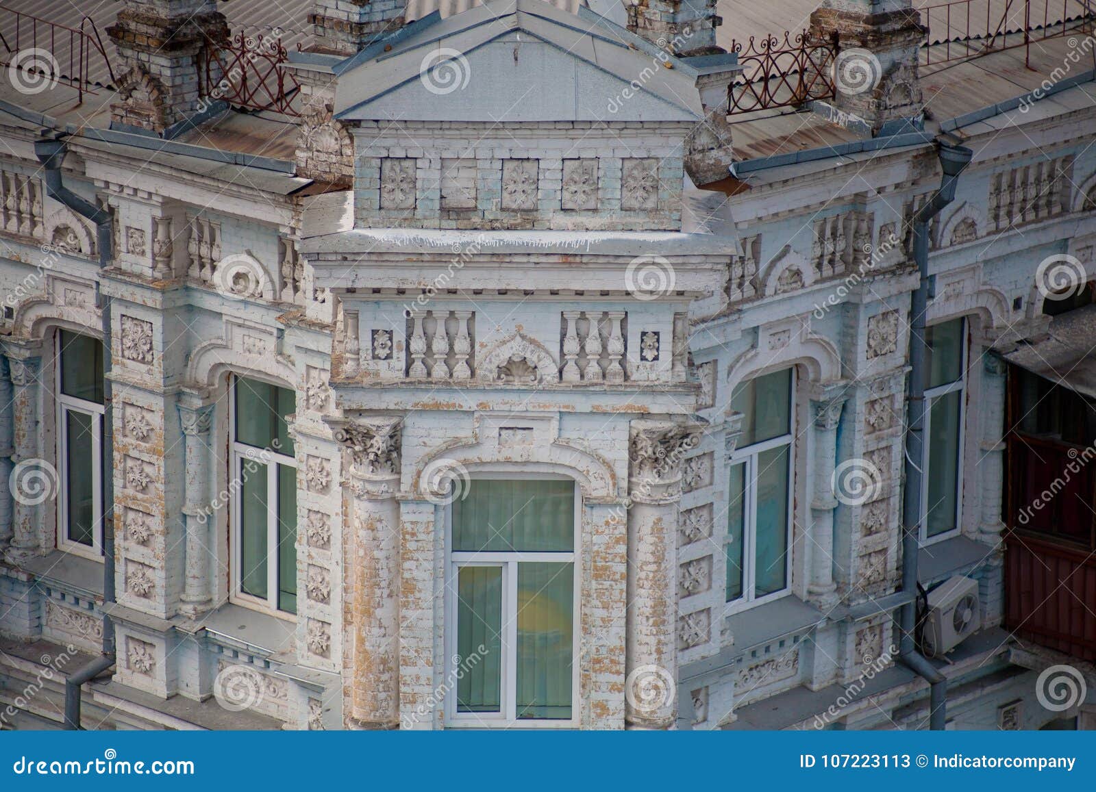 House of Classical Architecture with Windows and Decorative Elem Stock ...
