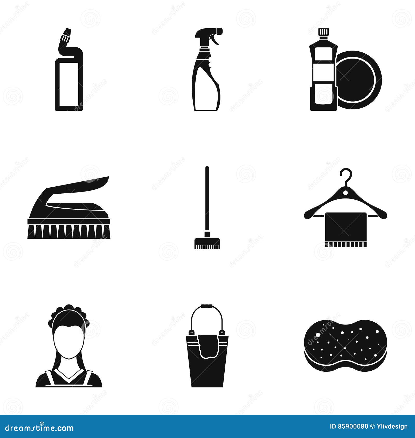 House Cleaning Icons Set, Simple Style Stock Vector - Illustration of ...