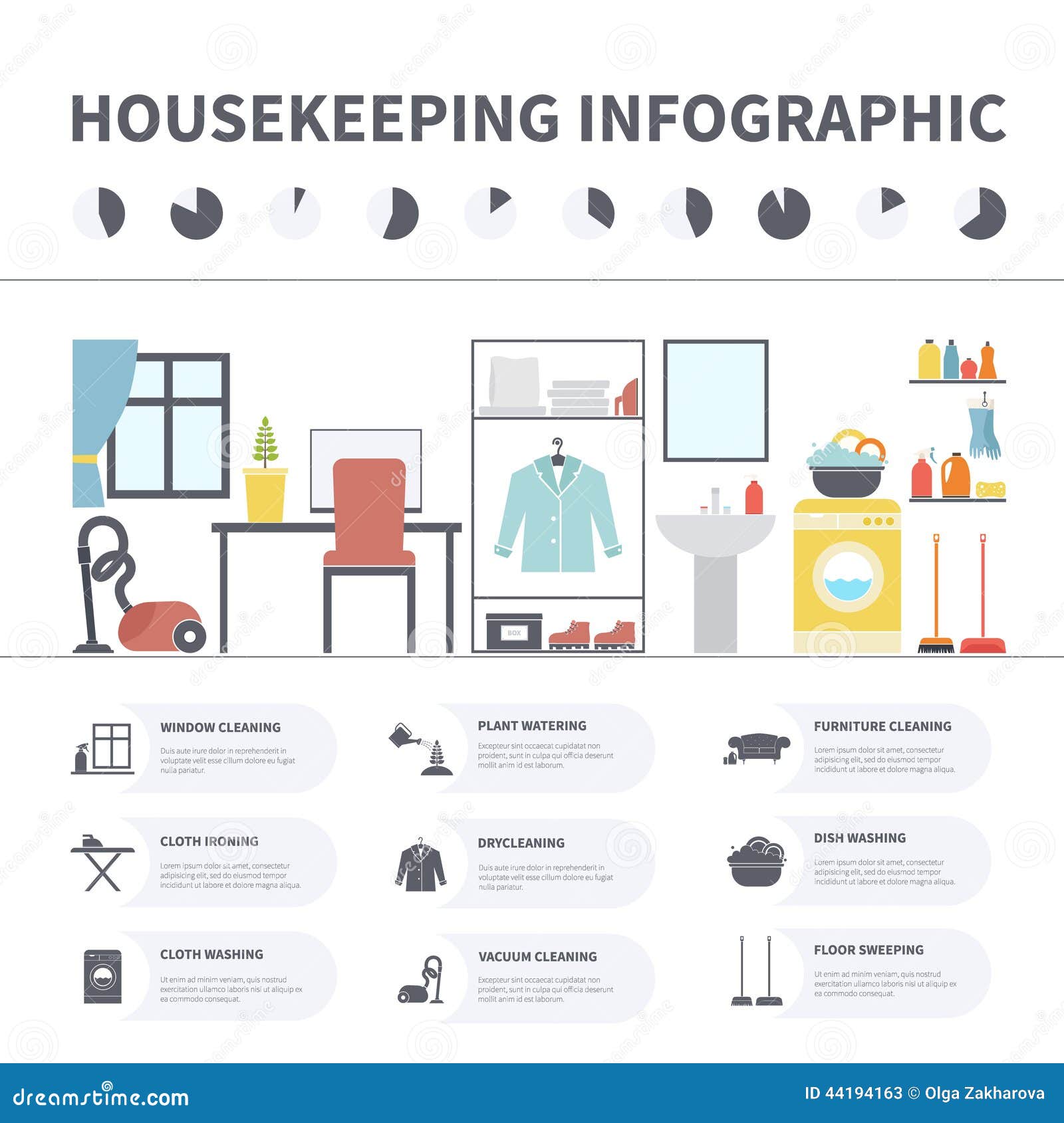 House cleaning infographic stock illustration. Illustration of ...