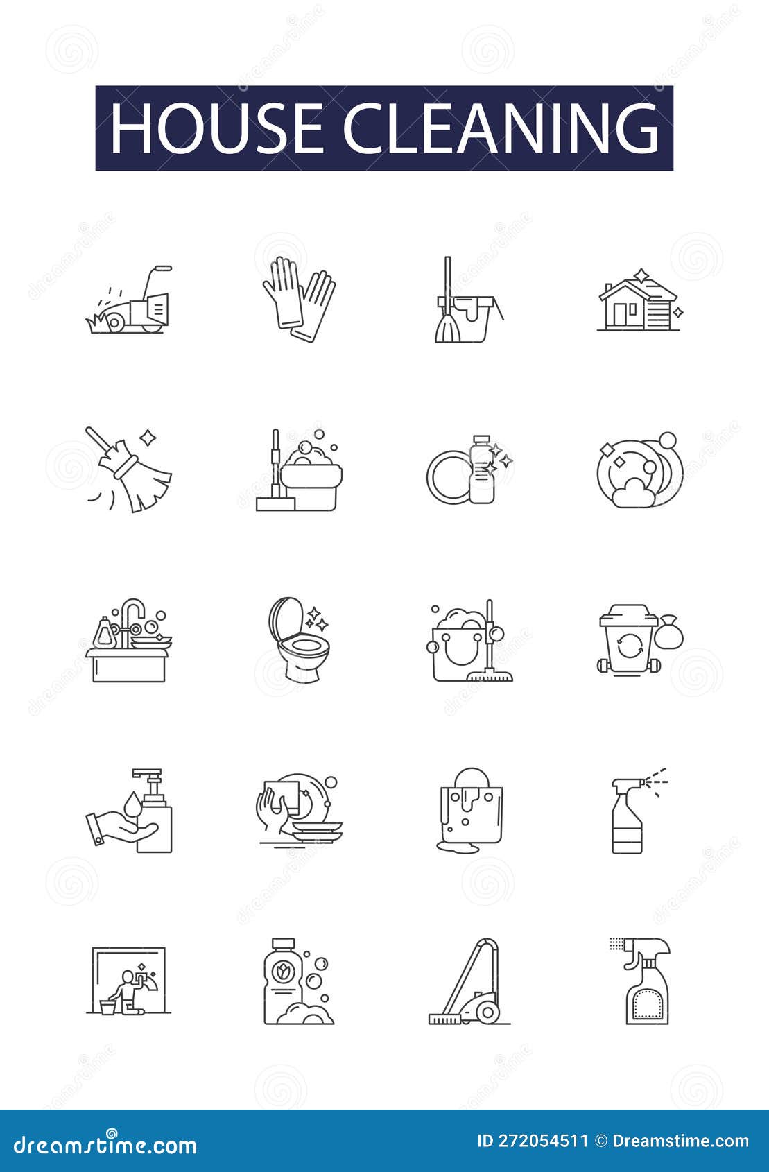 House Cleaning Line Vector Icons and Signs. Housekeeping, Wiping ... House Cleaning Line Vector Icons and Signs. Housekeeping, Wiping ...