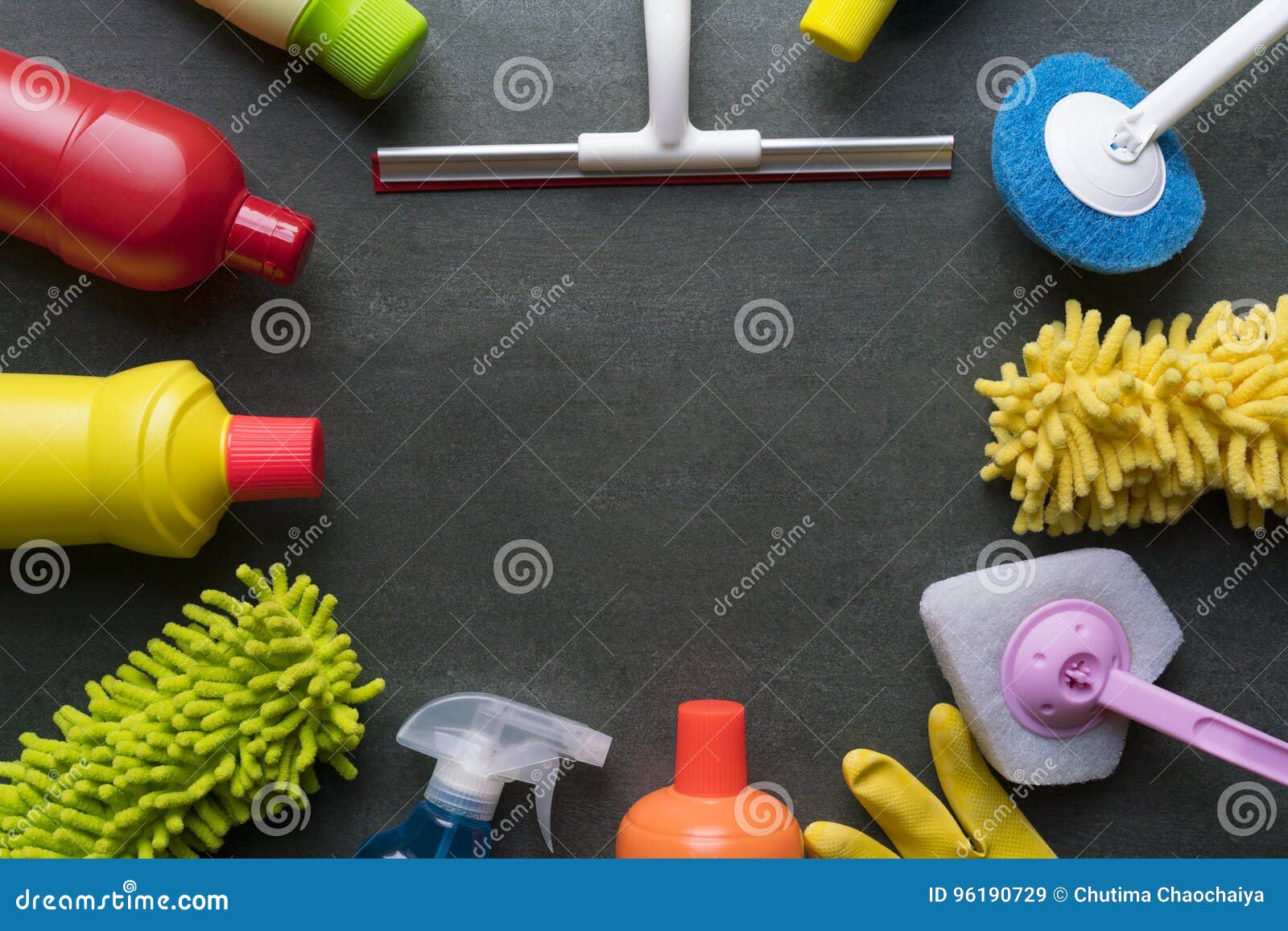 House Cleaning Product on Black Background Stock Image - Image of house ...