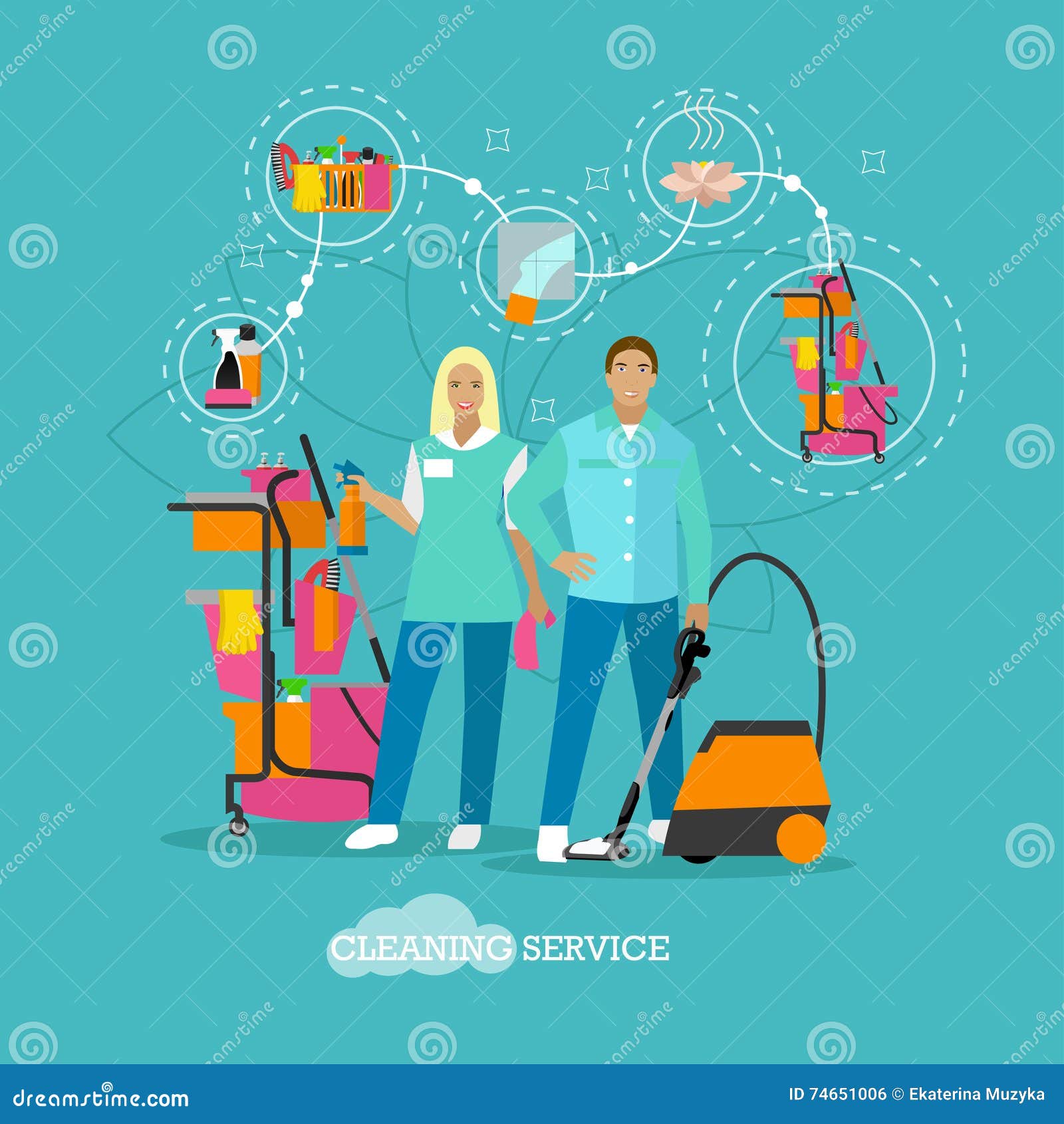 House Cleaning Service Concept Vector Illustration in Flat Style. Stock ...