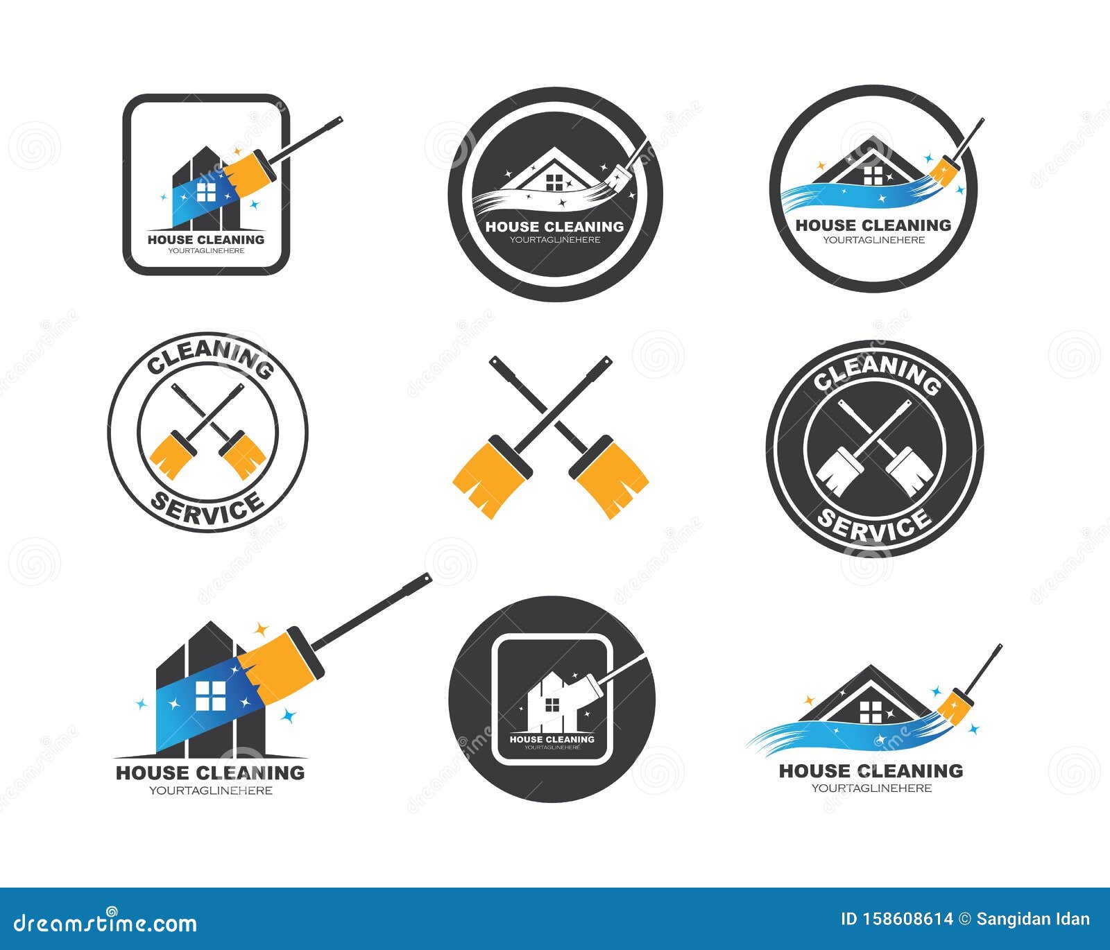 House Cleaning Service Icon Logo Vector Illustration Stock Vector ...