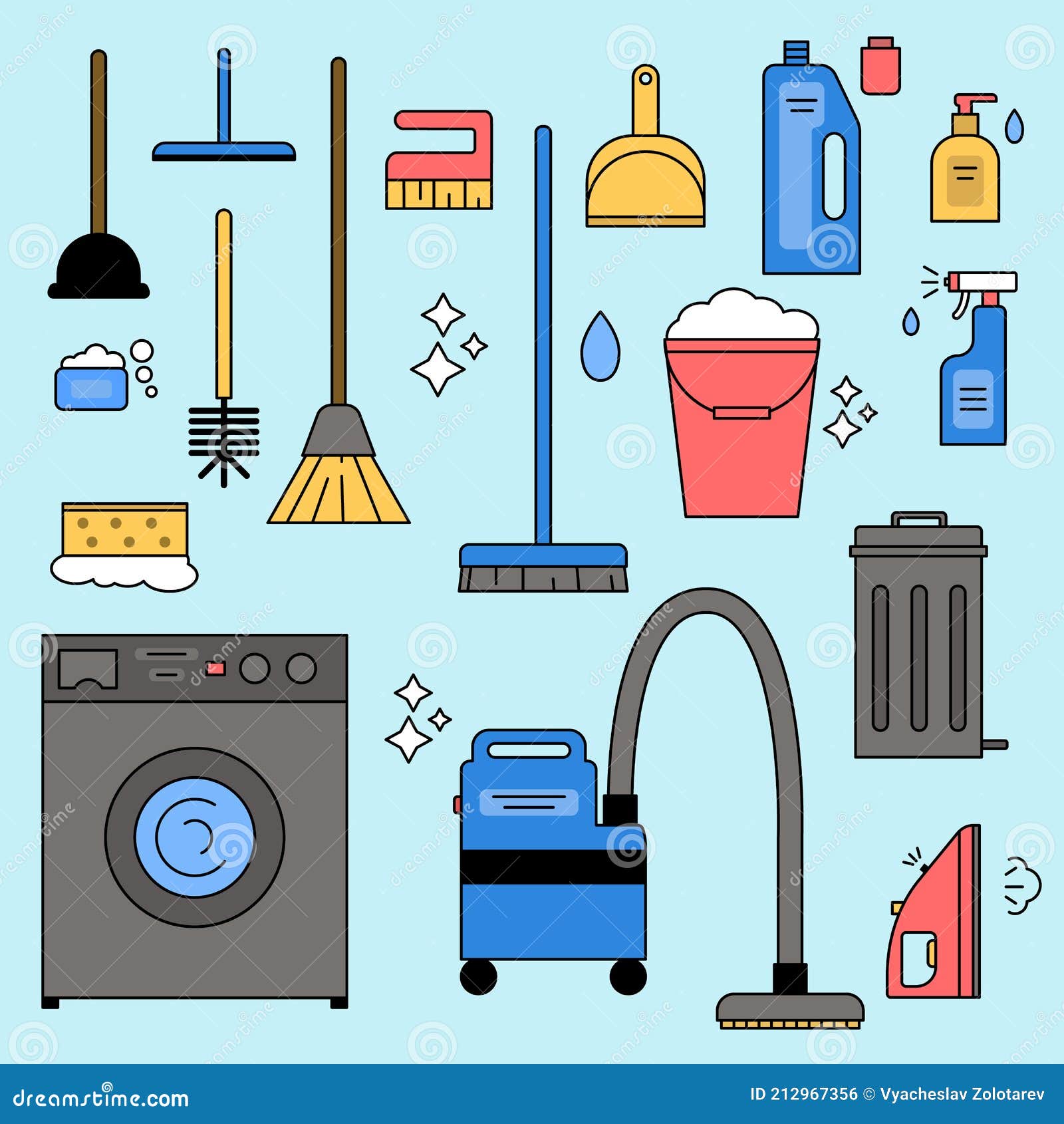 House Cleaning Set Vector Illustration. Stock Vector - Illustration of ...