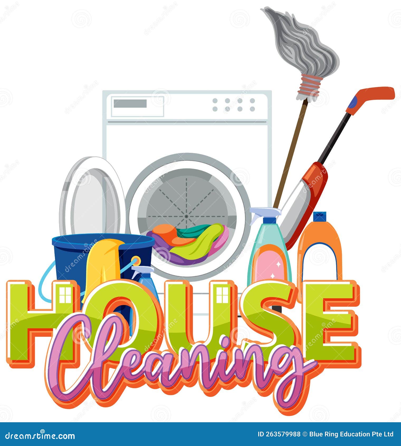 House Cleaning Text for Banner or Poster Design Stock Vector ...