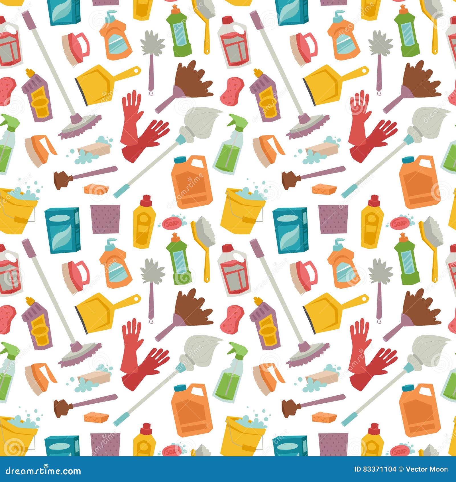 House Cleaning Tools Seamless Pattern Stock Vector - Illustration of ...